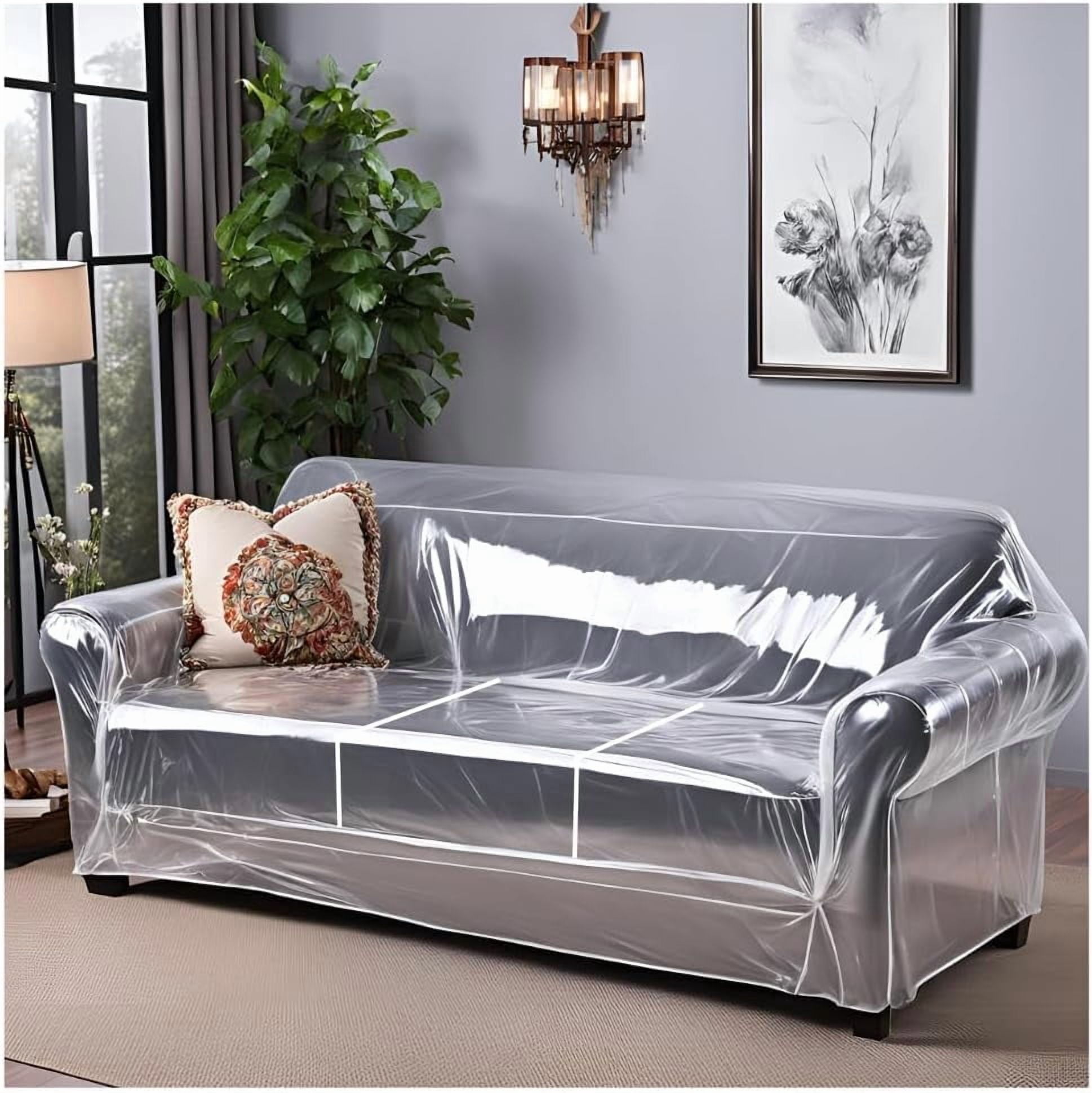 Evelots Clear Couch Cover - Thick Heavy Duty Vinyl 3 Seat Sofa Cover ...