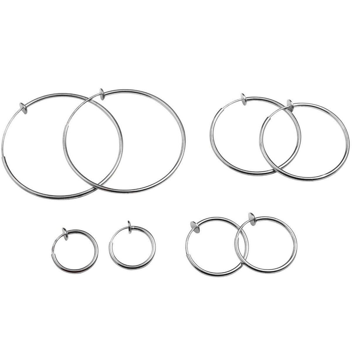 Evelots Clip on Spring Hoop Earrings-Gold/Silver-No Pinch/Nickel Free-4 ...