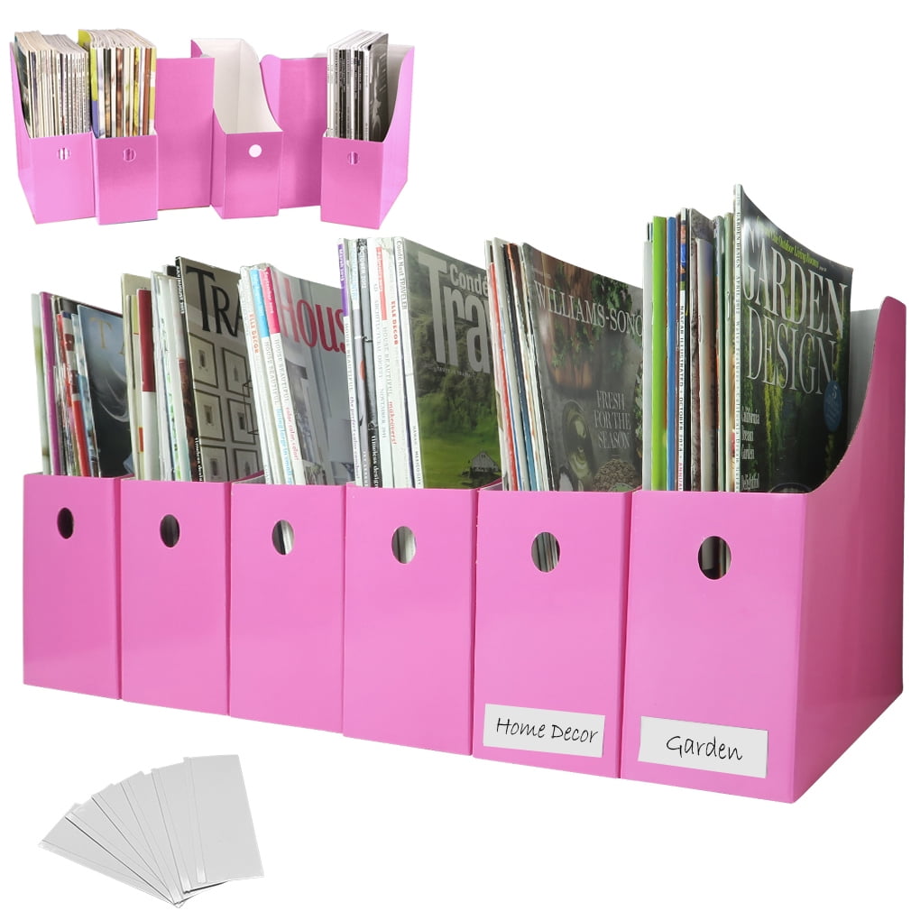 Evelots Magazine File Holder-Organizer-Full 4 Inch Wide-Pink-With ...