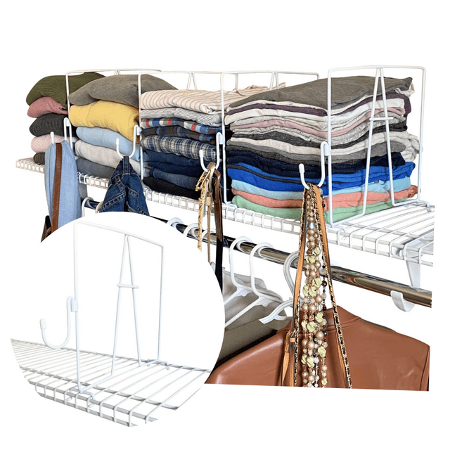 Evelots Wire Shelf Dividers for Closet Organization With Hooks-New ...