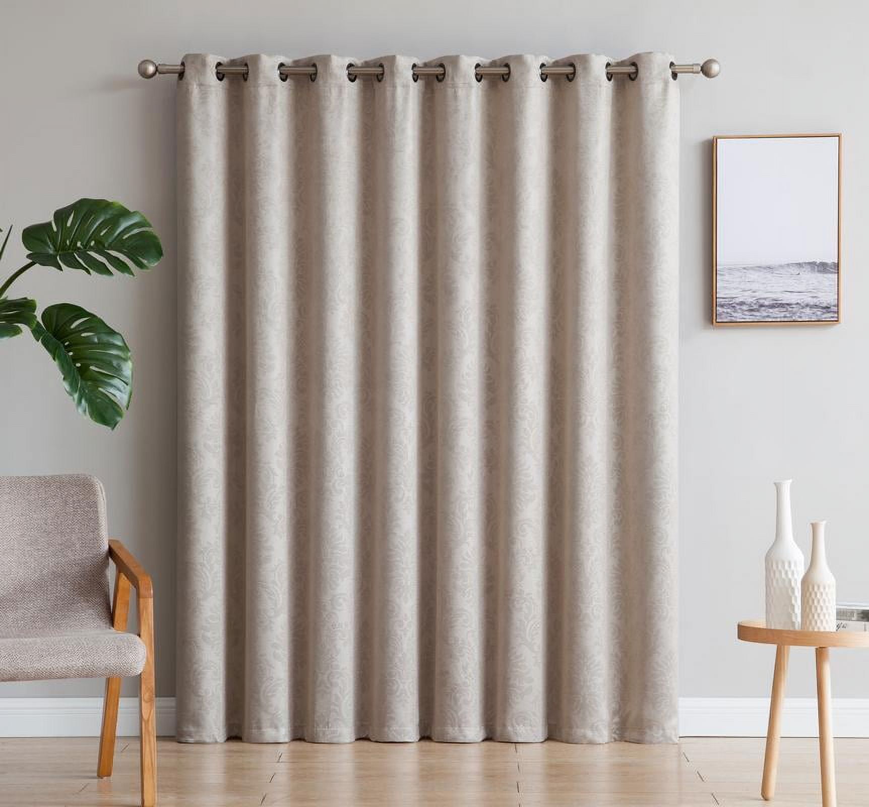 Evelyn Embossed Thermal Grommet Blackout Curtain Patio Room Darkening ...