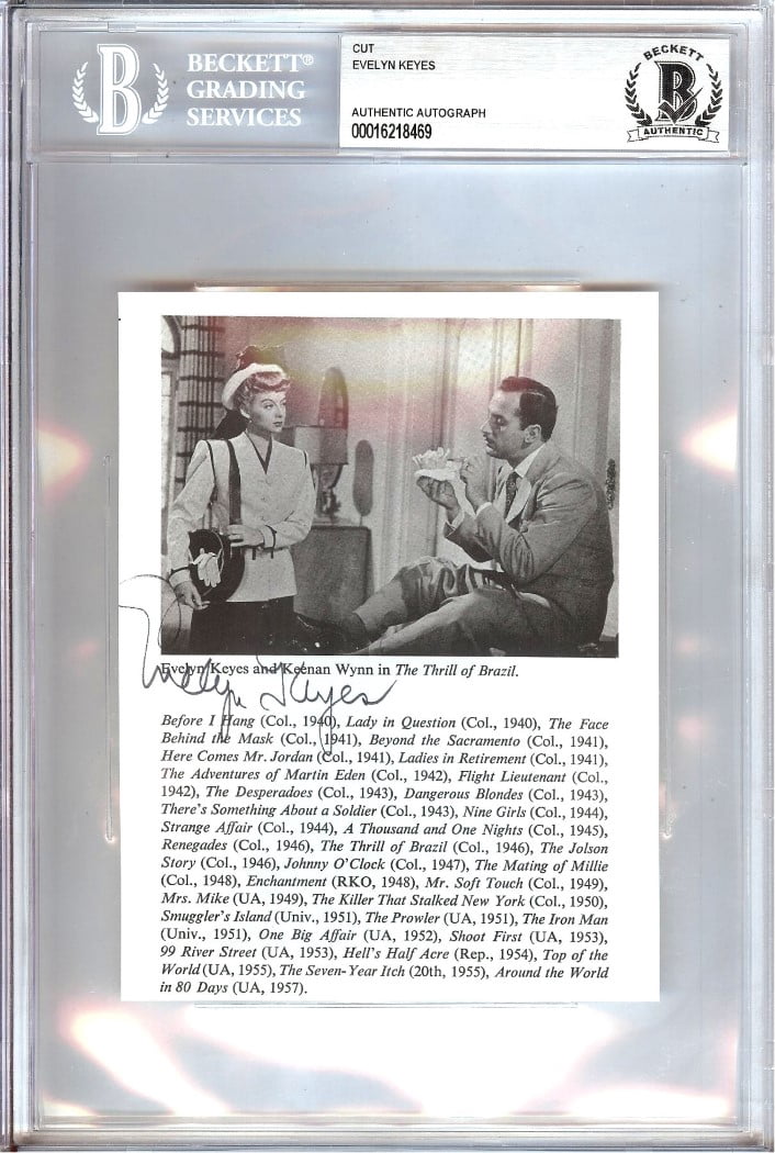 Evelyn Keyes Autograph Cut Signature The Thrill of Brazil BAS Encased ...