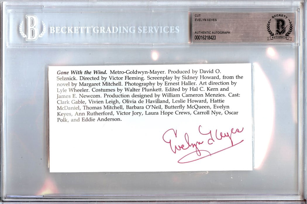 Evelyn Keyes Signed Autograph Cut Signature Gone with the Wind BAS ...