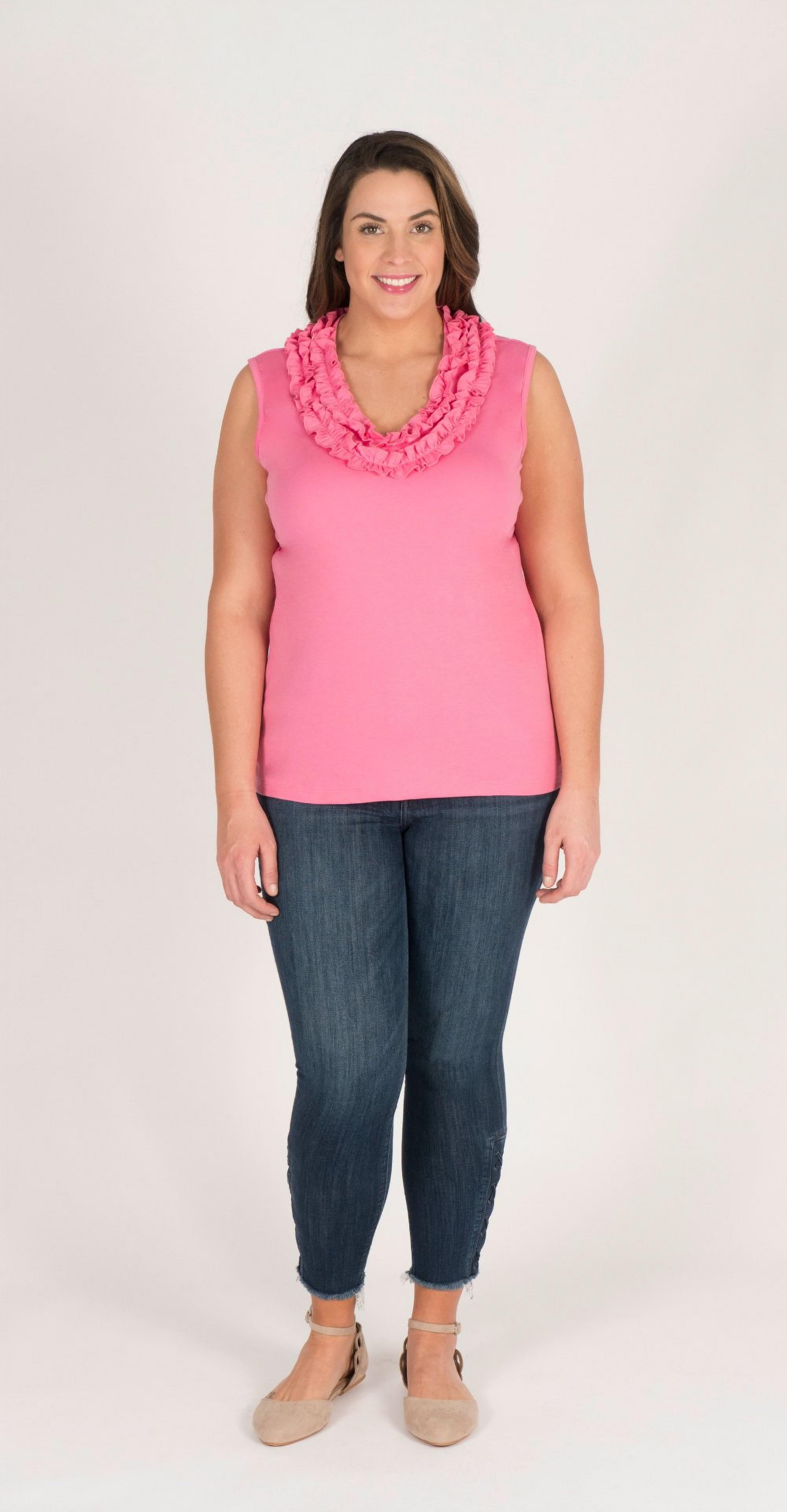 Evelyn Sleeveless Plus Size Ruffle Shirt - Walmart.com