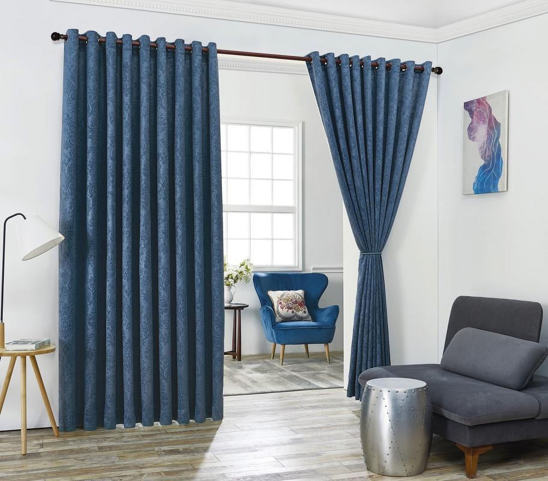 Evelyn - Wall-to-Wall Extra Wide Embossed Blackout Grommet Curtain ...