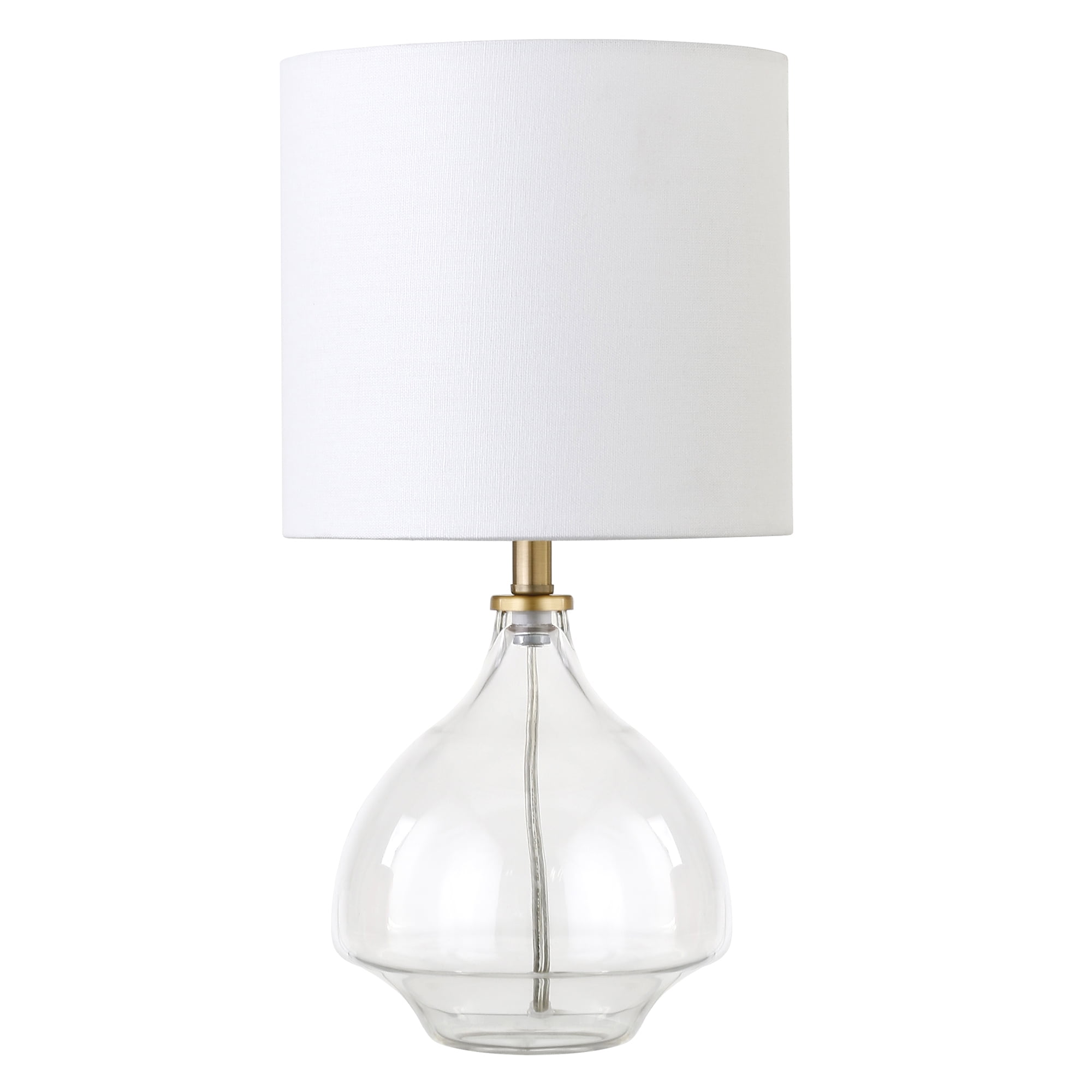 Evelyn&Zoe 15" Traditional Clear Table Lamp with White Drum Linen Shade ...