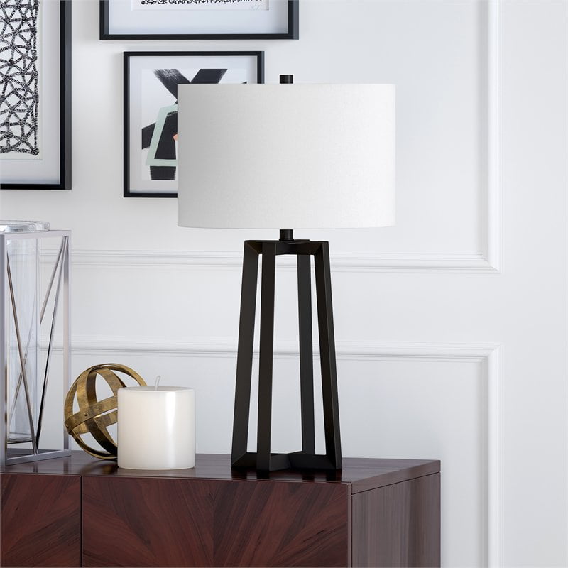 Evelyn&Zoe 24" Mid-Century Modern Metal Table Lamp with White Drum ...