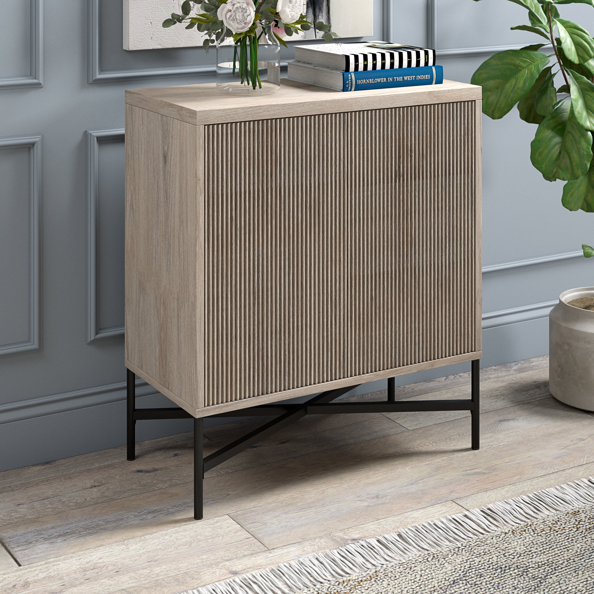 Brighton 28 Wide Rectangular Accent Cabinet in Antiqued Gray Oak