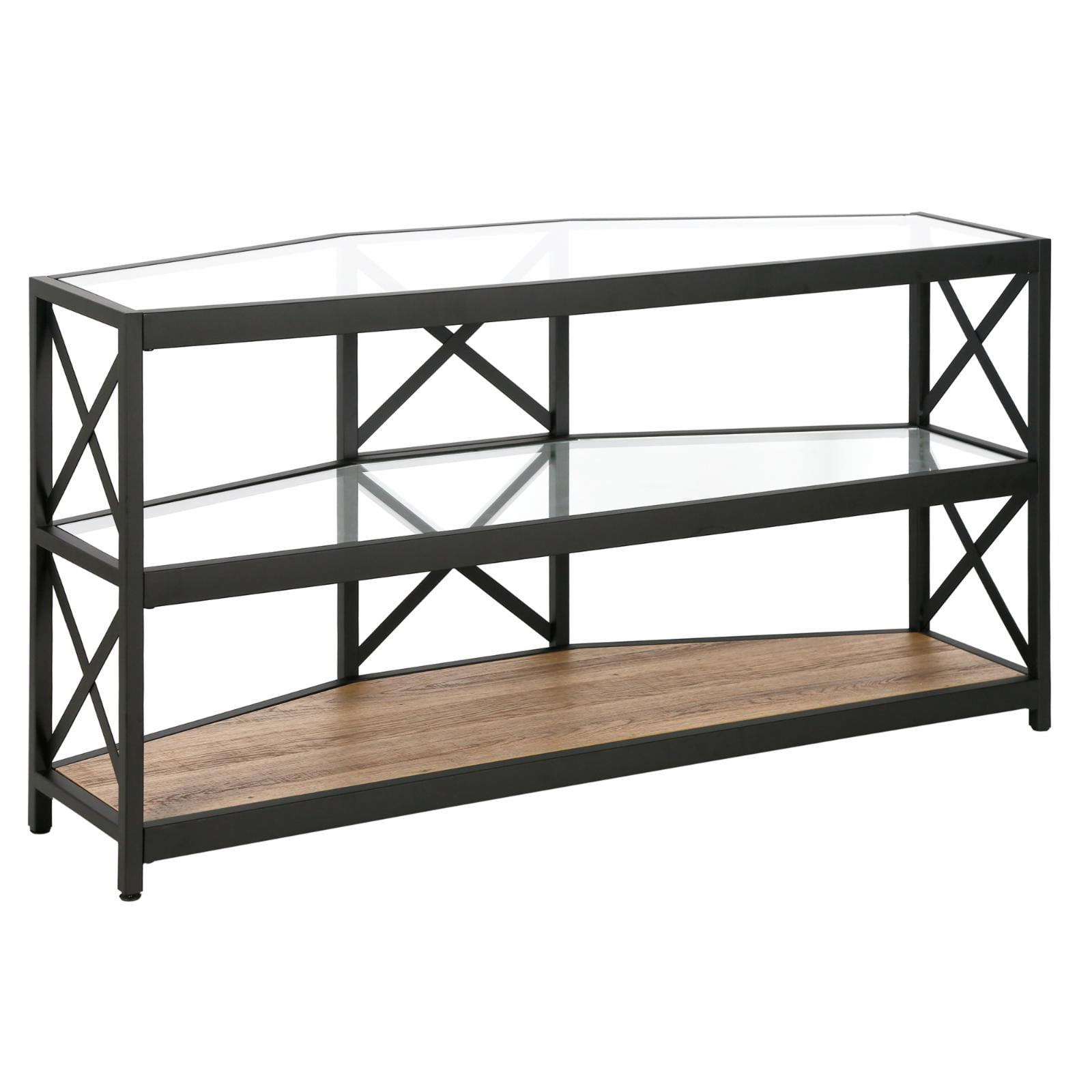 Evelyn&Zoe Celine Corner TV Stand with MDF Shelves for TV's up to 55 ...