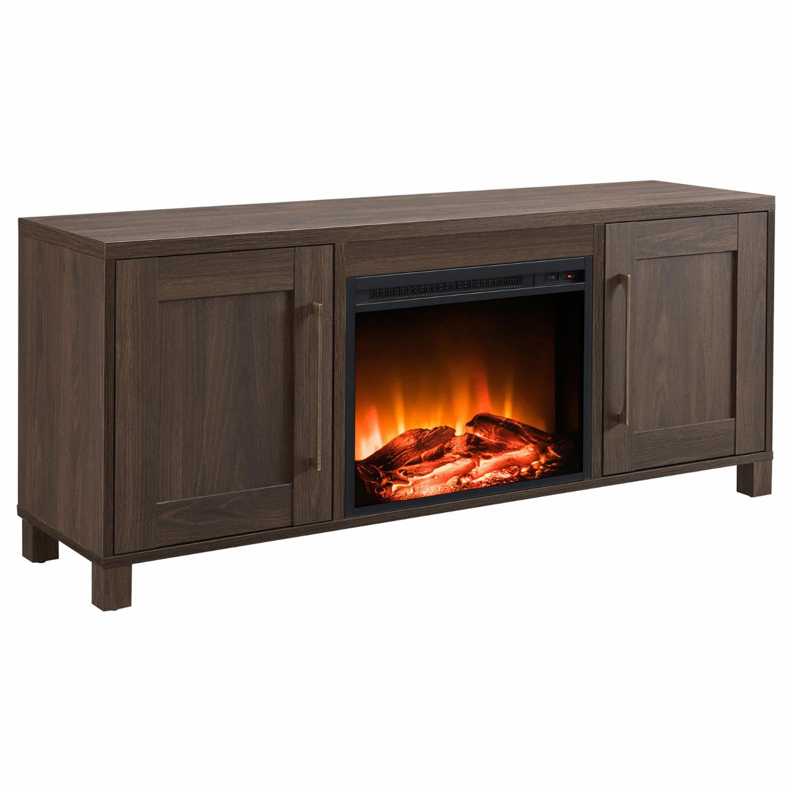 Evelyn&Zoe Chabot Rectangular TV Stand with Log Fireplace for TV's up ...