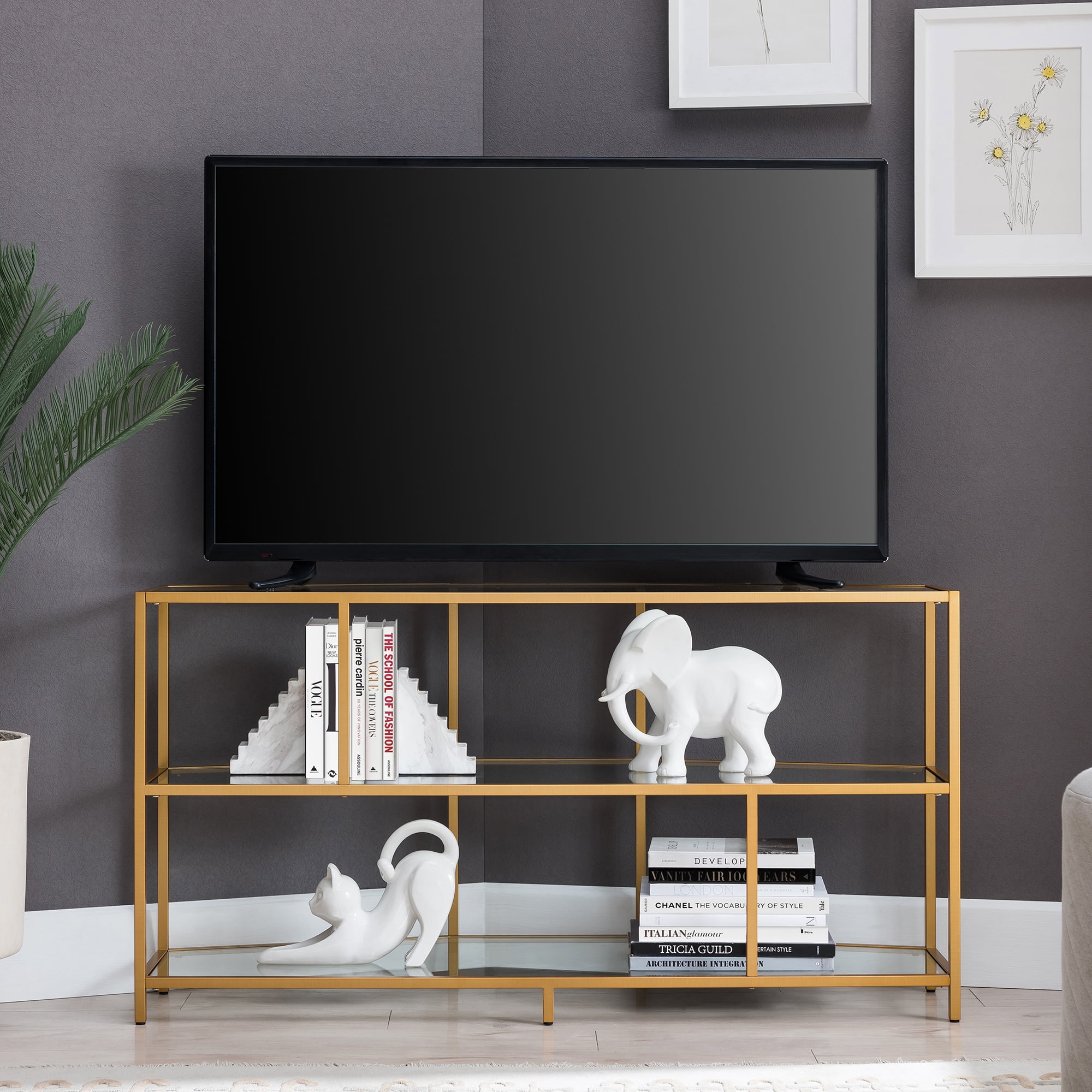 Evelyn&Zoe Clark Corner TV Stand for TV's up to 55", Brass - Walmart.com