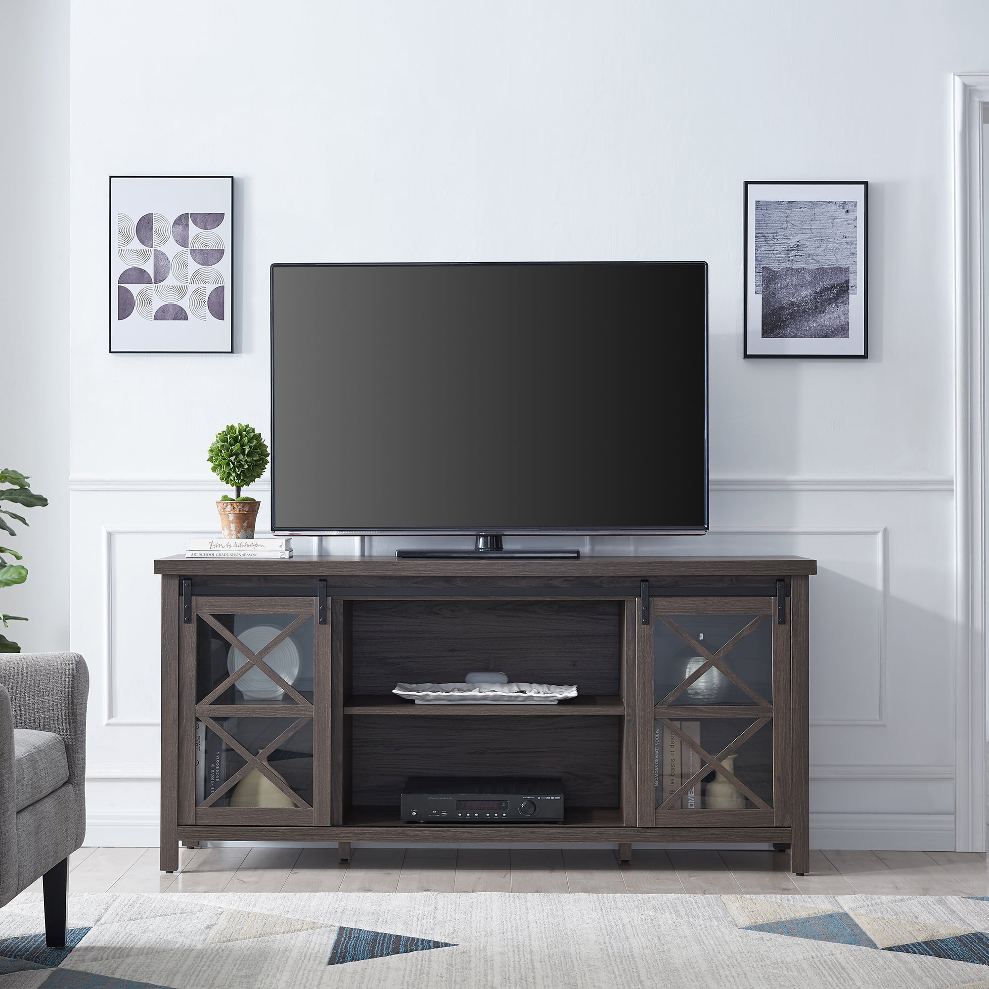 Evelyn&Zoe Clementine Rectangular TV Stand for TV's up to 75", Alder ...
