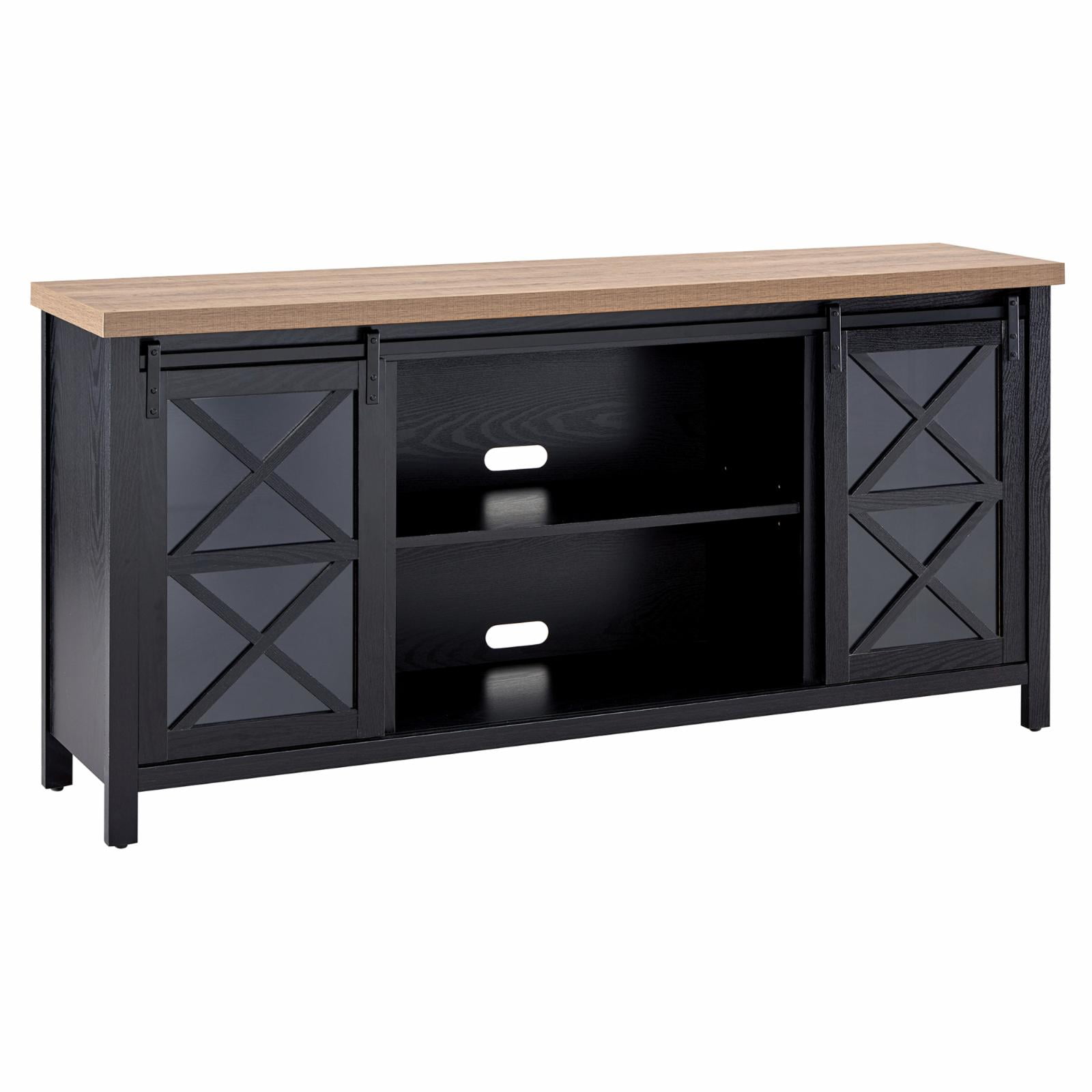 Evelyn&Zoe Clementine Rectangular TV Stand for TV's up to 75", Black ...