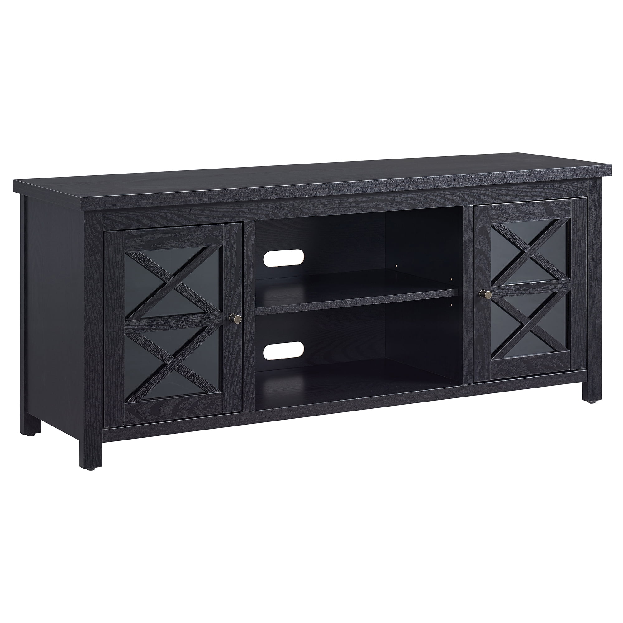 Evelyn&Zoe Colton Rectangular TV Stand for TV's up to 65", Black Grain ...