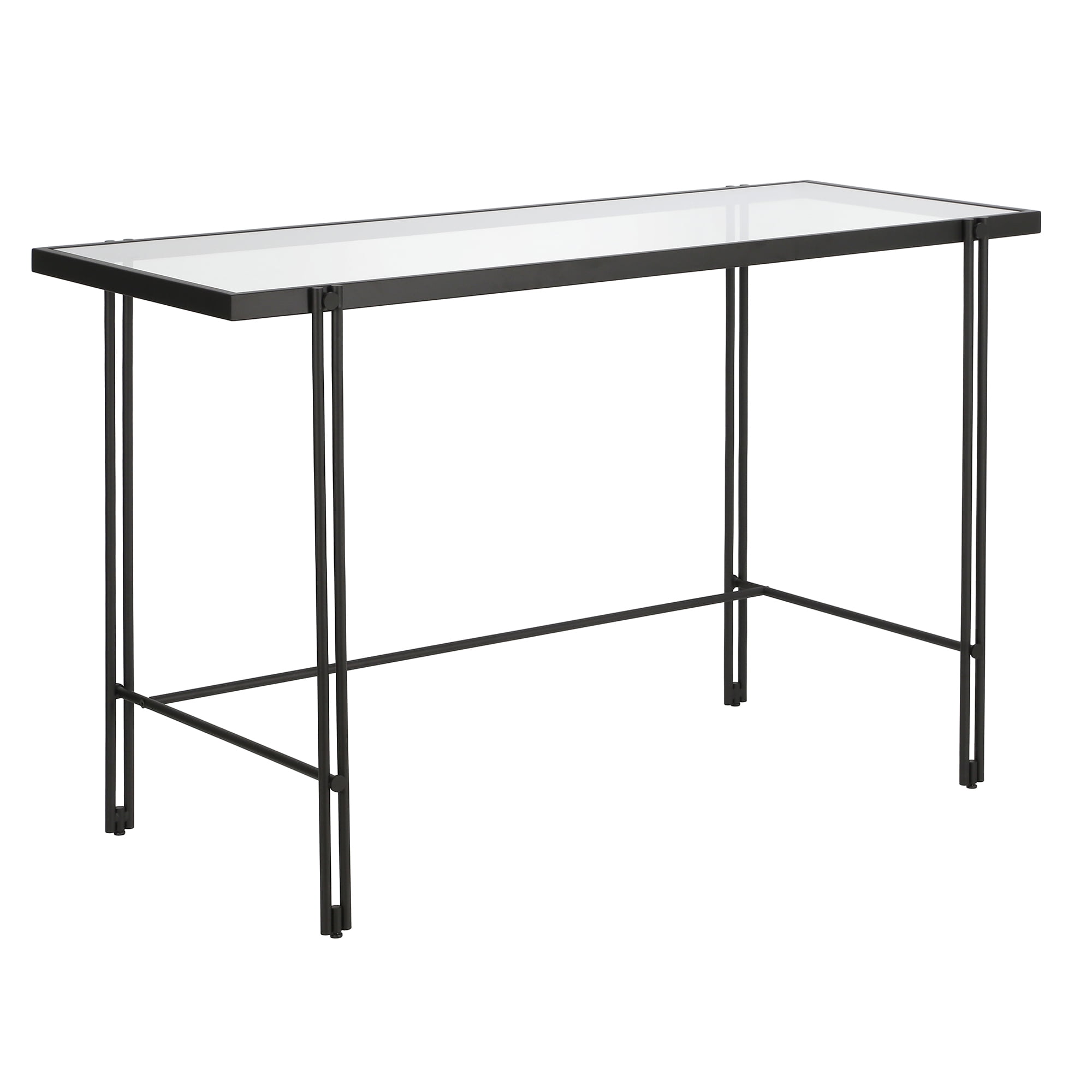Evelyn&Zoe Contemporary 48 in. Blackened Bronze Metal Desk with Glass ...