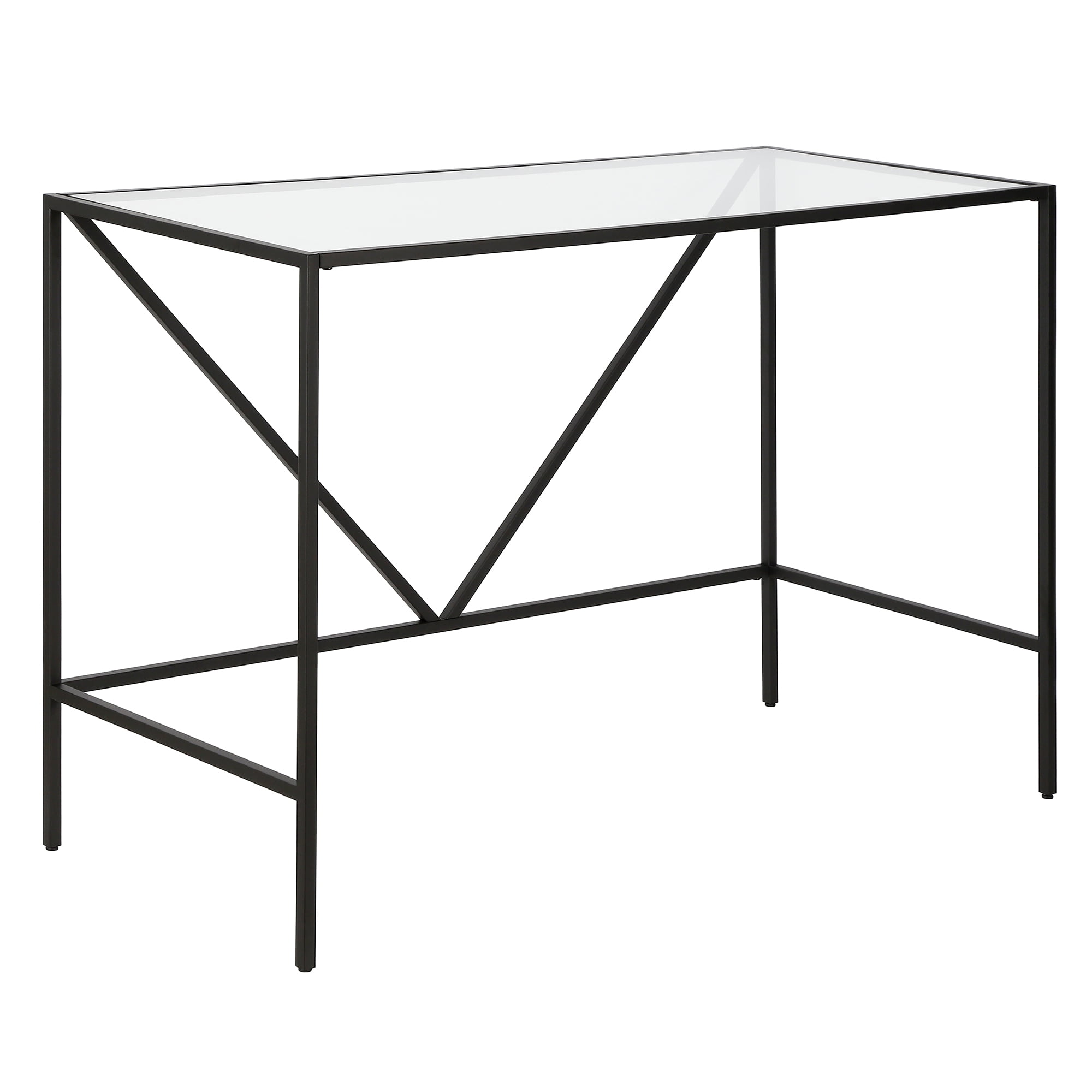 Evelyn&Zoe Draper 44" Wide Rectangular Writing Desk in Blackened Bronze ...