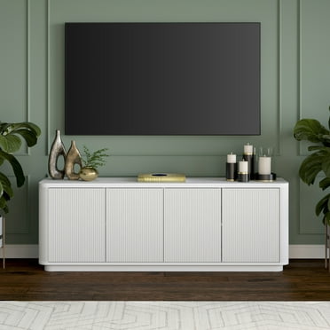 "Evelyn&Zoe Hanson Transitional TV Stand for 75"" TV, Alder White with ...