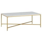 Evelyn&Zoe Henley 48" Wide Rectangular Coffee Table with Faux Marble ...