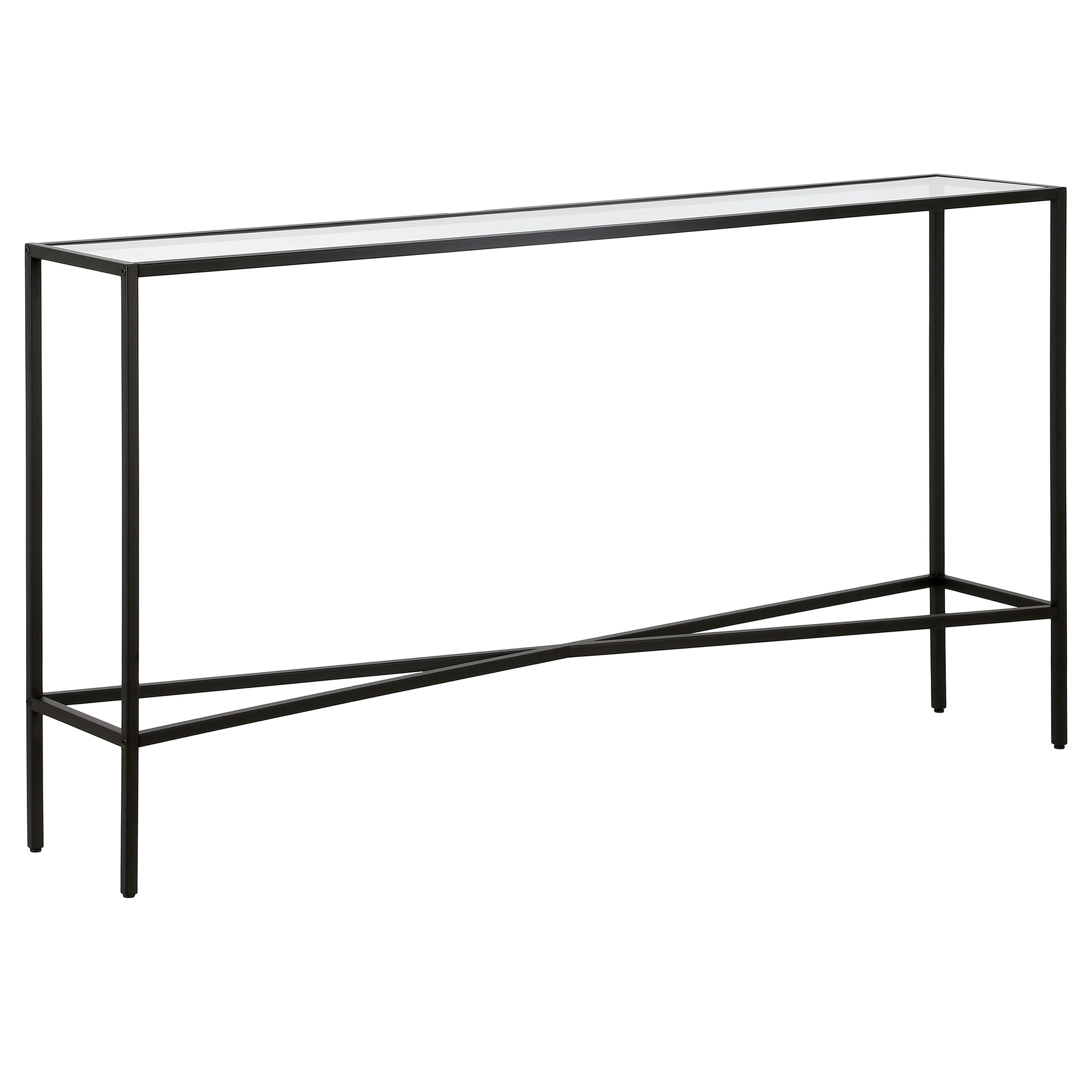 Evelyn&Zoe Henley 55" Wide Rectangular Console Table with Glass Top ...