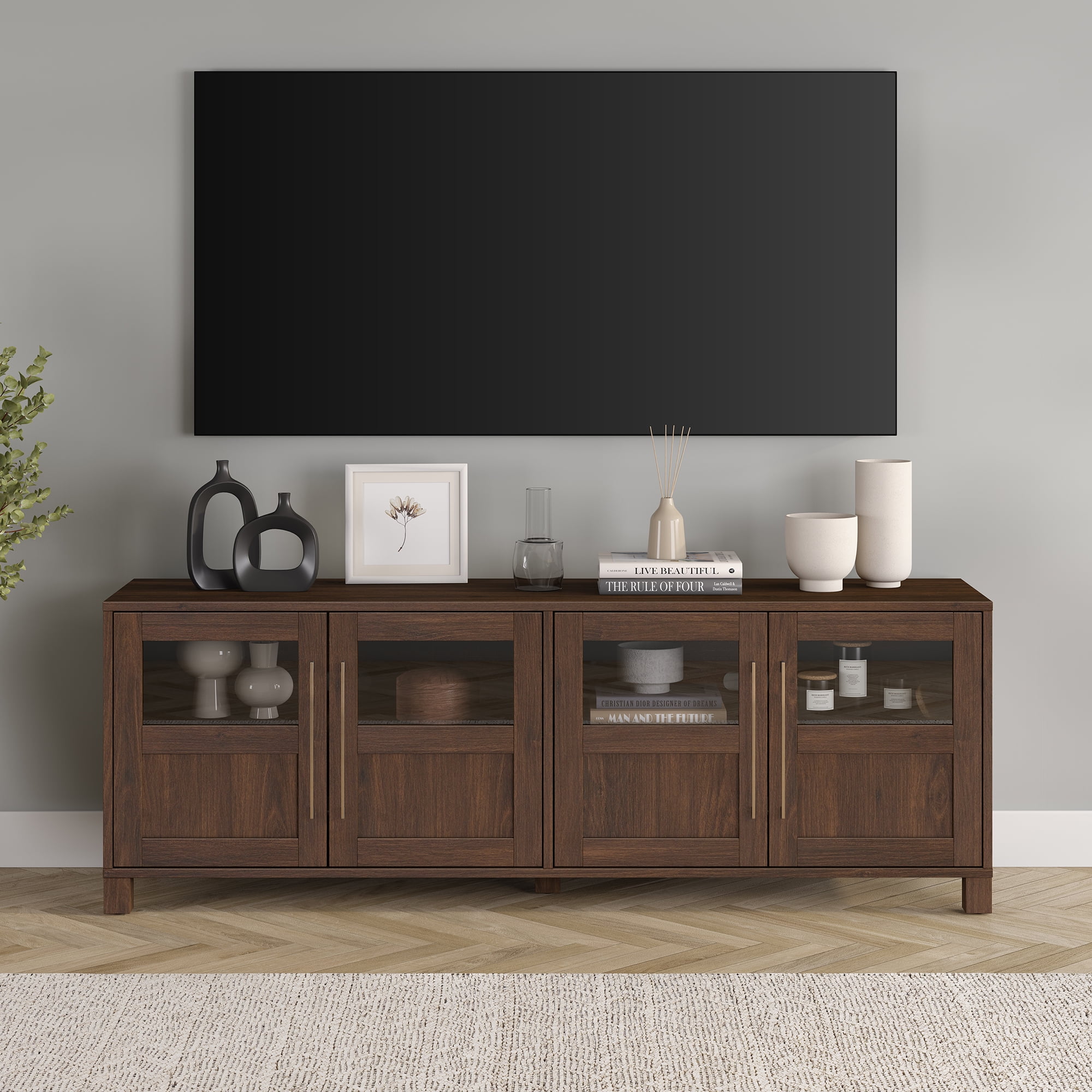 Evelyn&Zoe Holbrook Rectangular TV Stand for TV's up to 75", Alder ...
