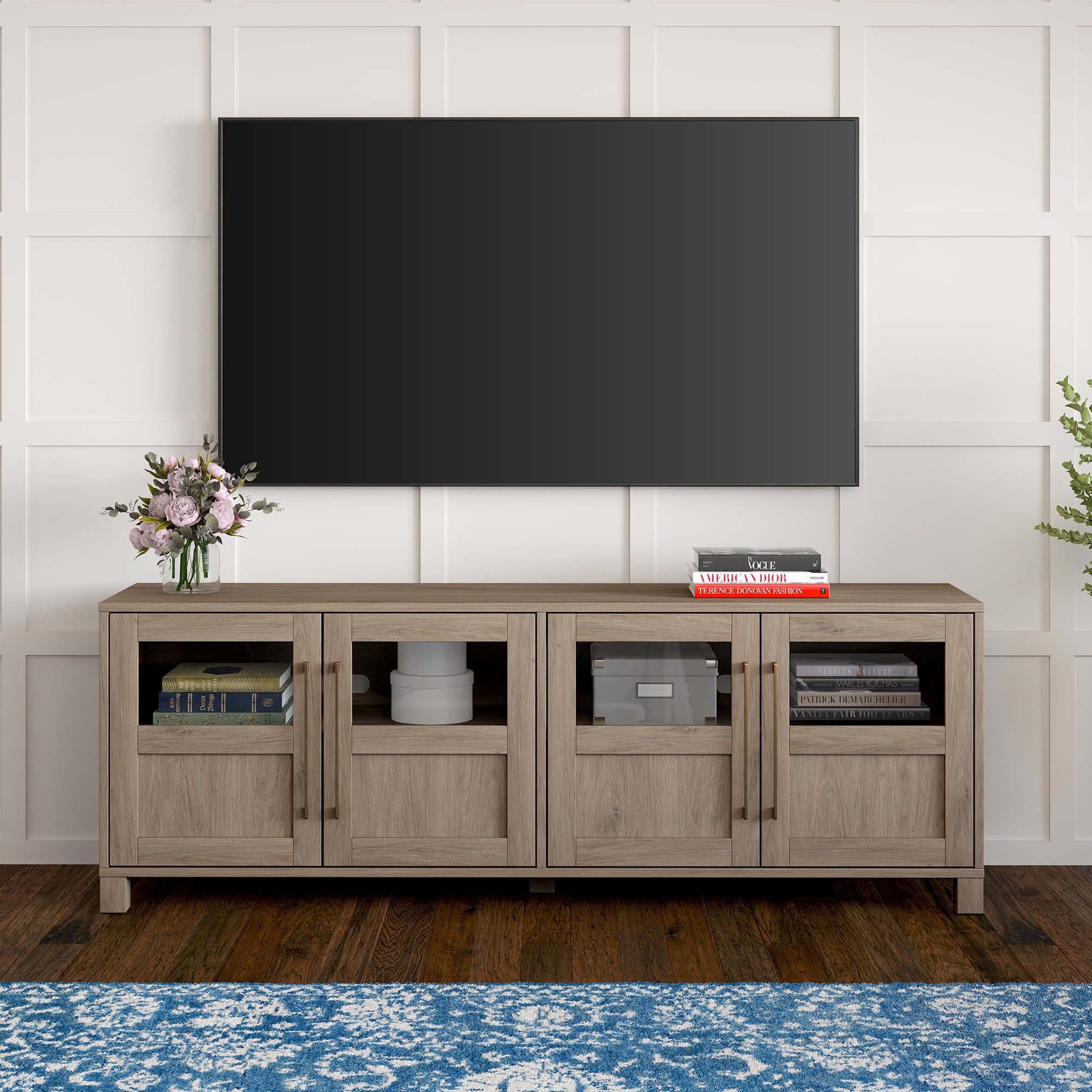 Evelyn&Zoe Holbrook Rectangular TV Stand for TV's up to 75", Antiqued ...