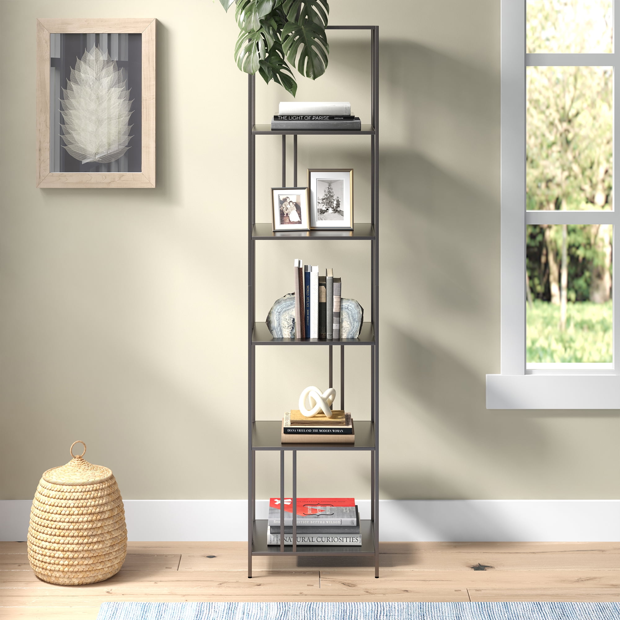 Evelyn&Zoe Industrial 5-Tier Bookshelf Compact Sturdy Decorative ...