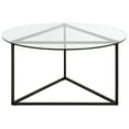 Evelyn&Zoe Jenson 35" Wide Round Coffee Table with Glass Top, Blackened ...