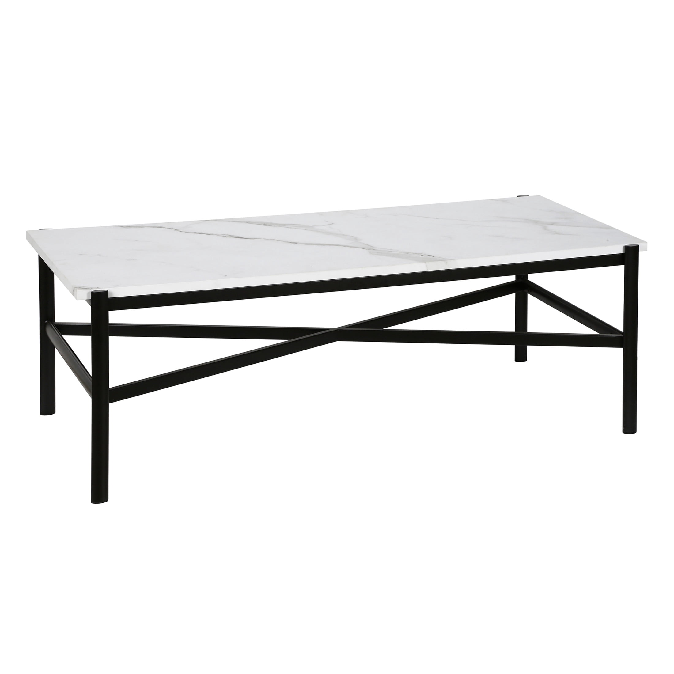 Evelyn&Zoe Metal Marble Coffee Table in Black and Bronze - Walmart.com