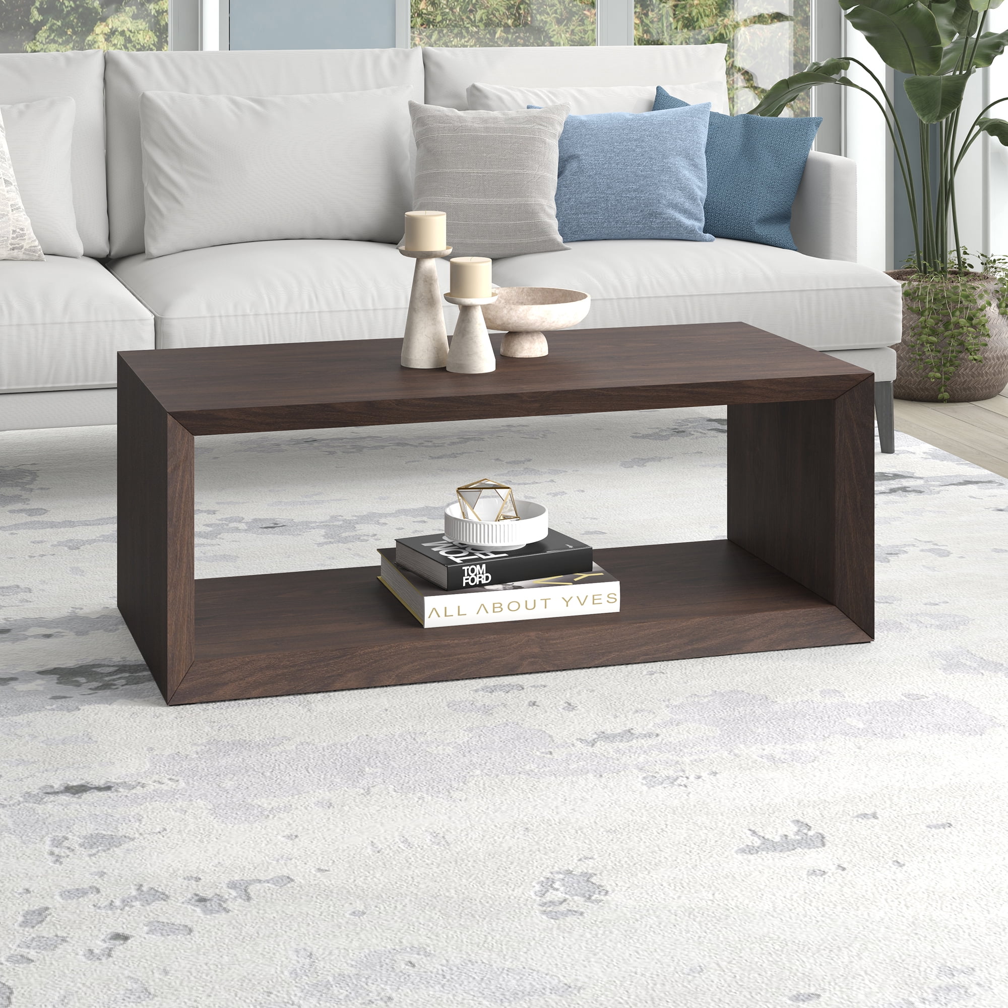 Heath & Cliff Osmond Rectangular Coffee Table Alder Brown - 48" Wide ...