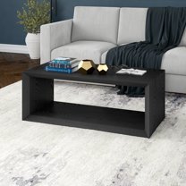 Evelyn&Zoe Oswin 48" Wide Rectangular Coffee Table, Black Grain ...