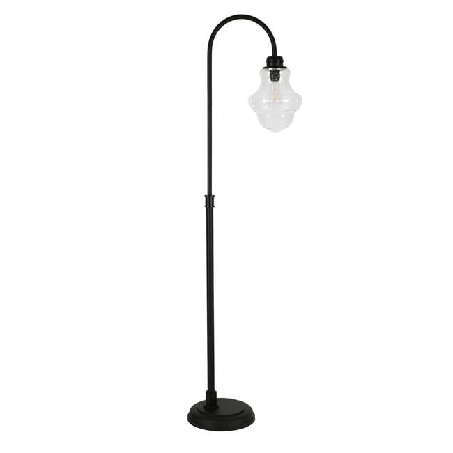 Evelyn&Zoe Sara 70" Tall Floor Lamp with Glass Shade, Blackened Bronze ...