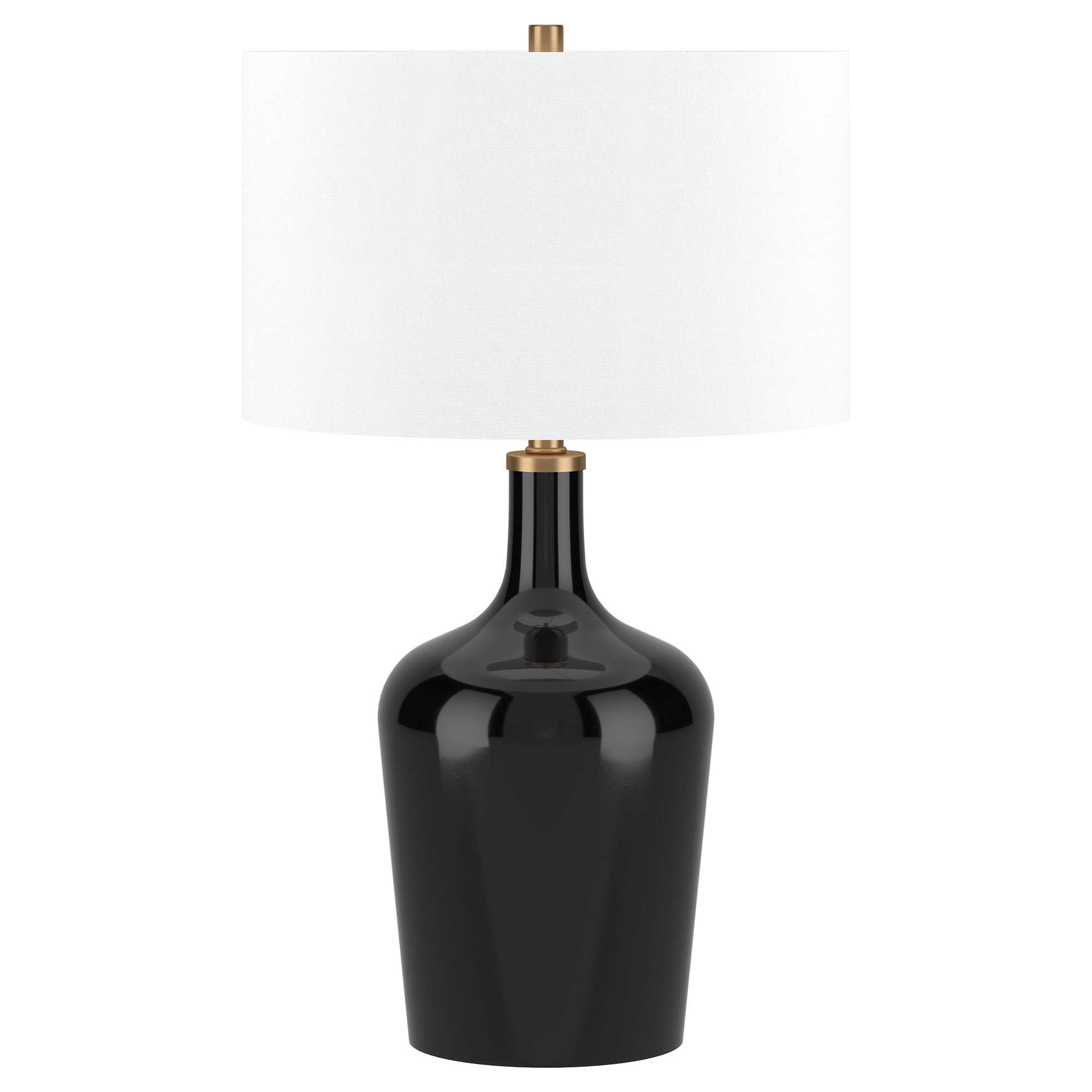 Evelyn&Zoe Sebago 25" Tall Table Lamp with Fabric Shade, Black/White ...