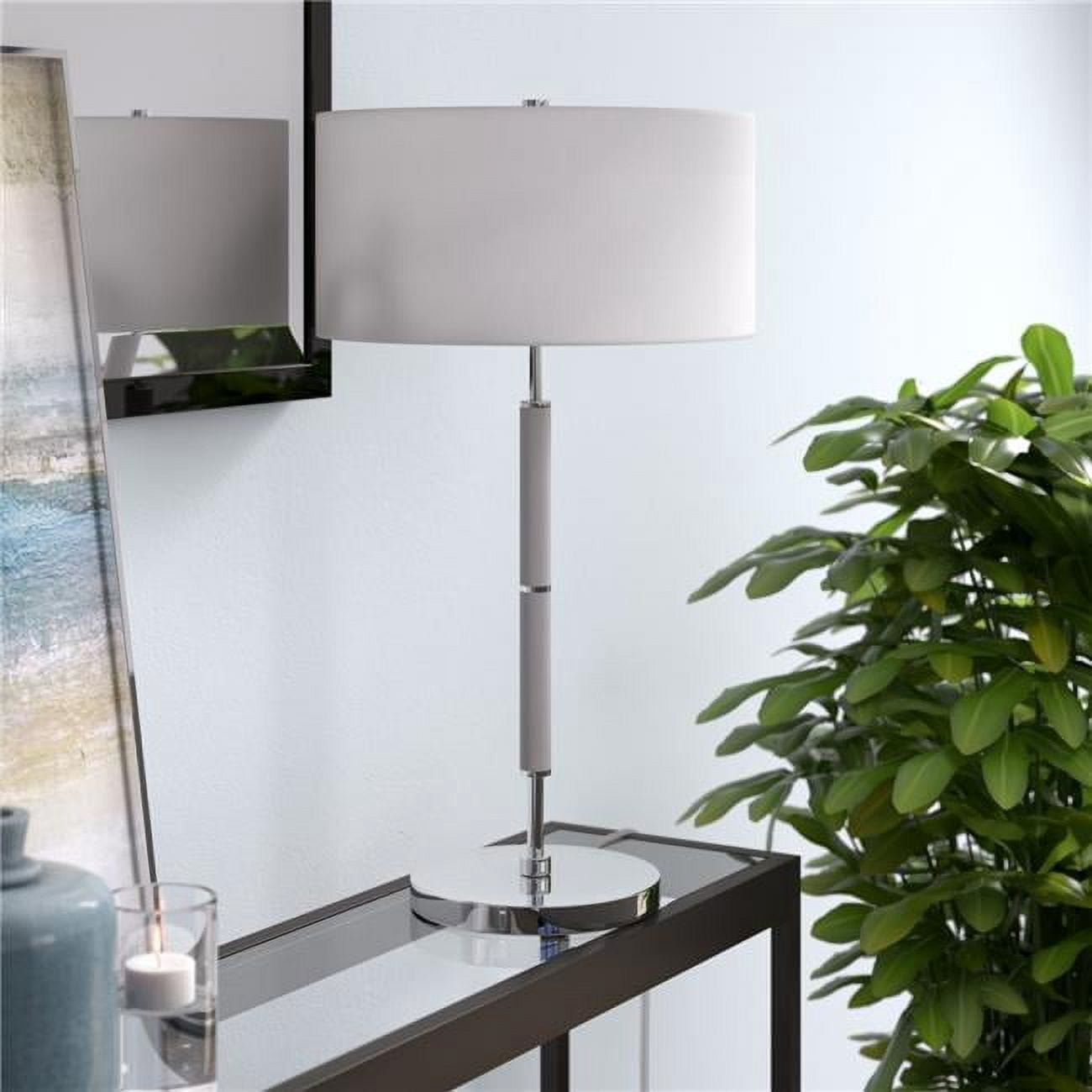 Evelyn&Zoe Simone 25" Tall 2-Light Table Lamp with Fabric Shade, Cool ...