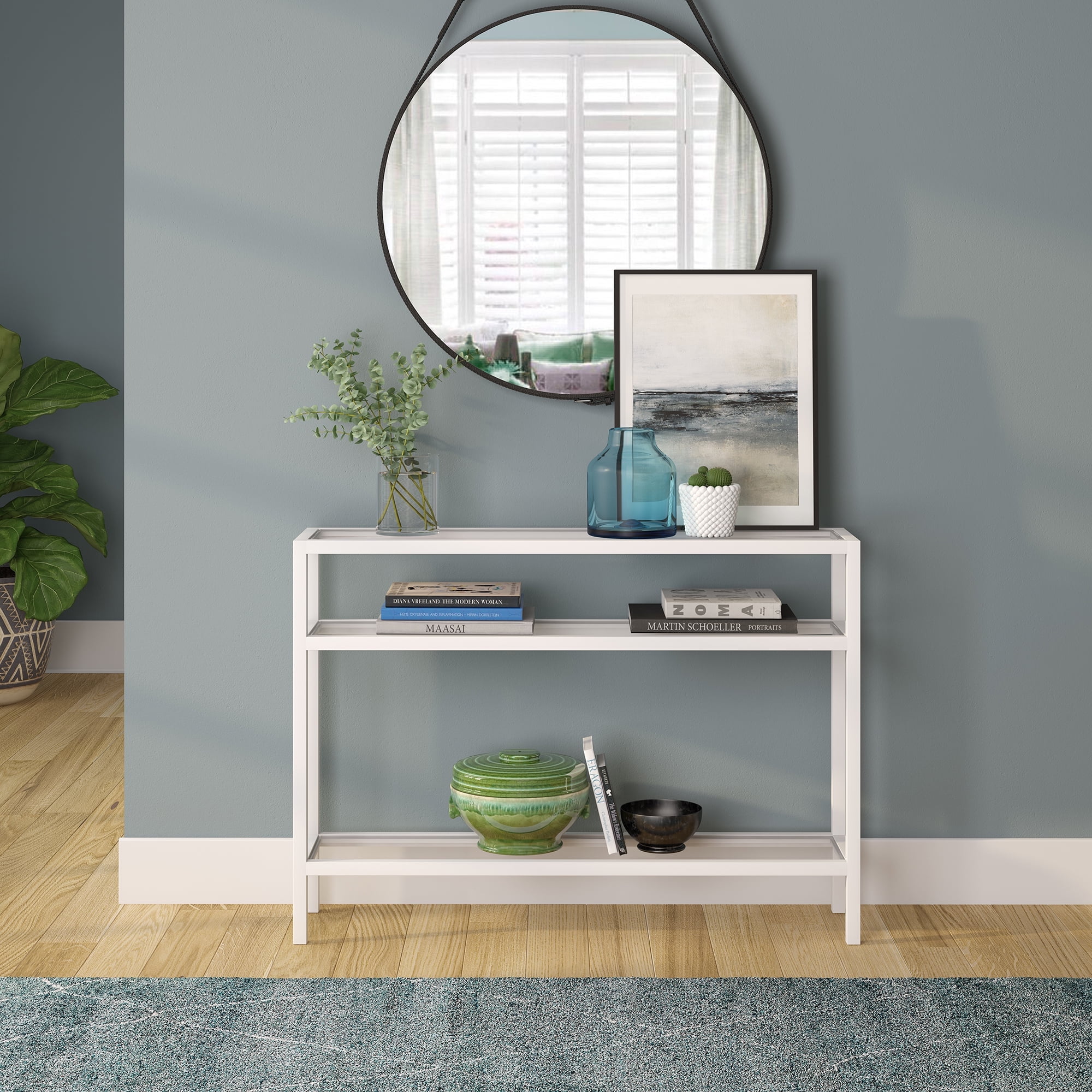 Evelyn&Zoe Sivil 42" Wide Rectangular Console Table, White - Walmart.com