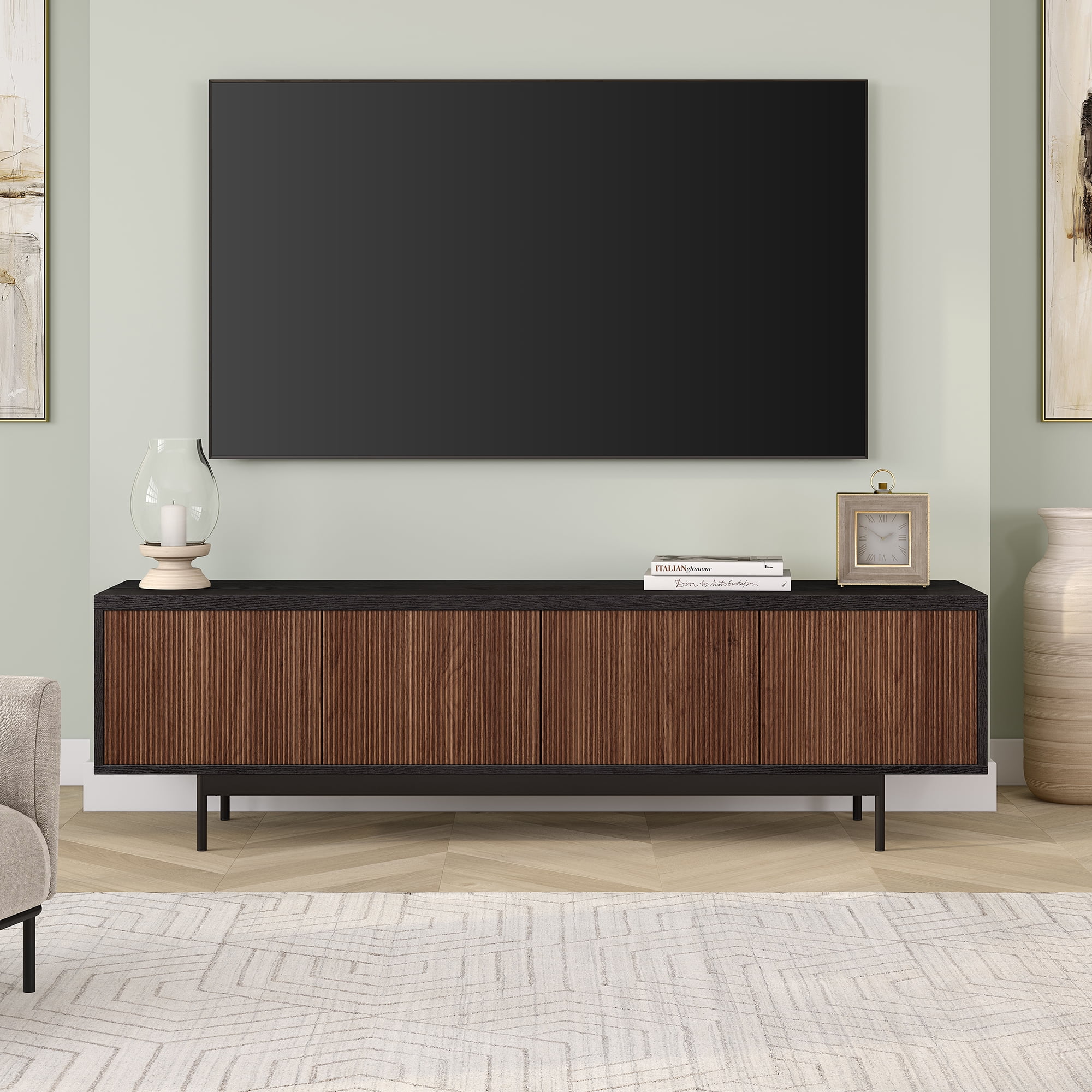 Free Shipping! Evelyn&Zoe Whitman TV Stand for TVs up to 75in Black ...