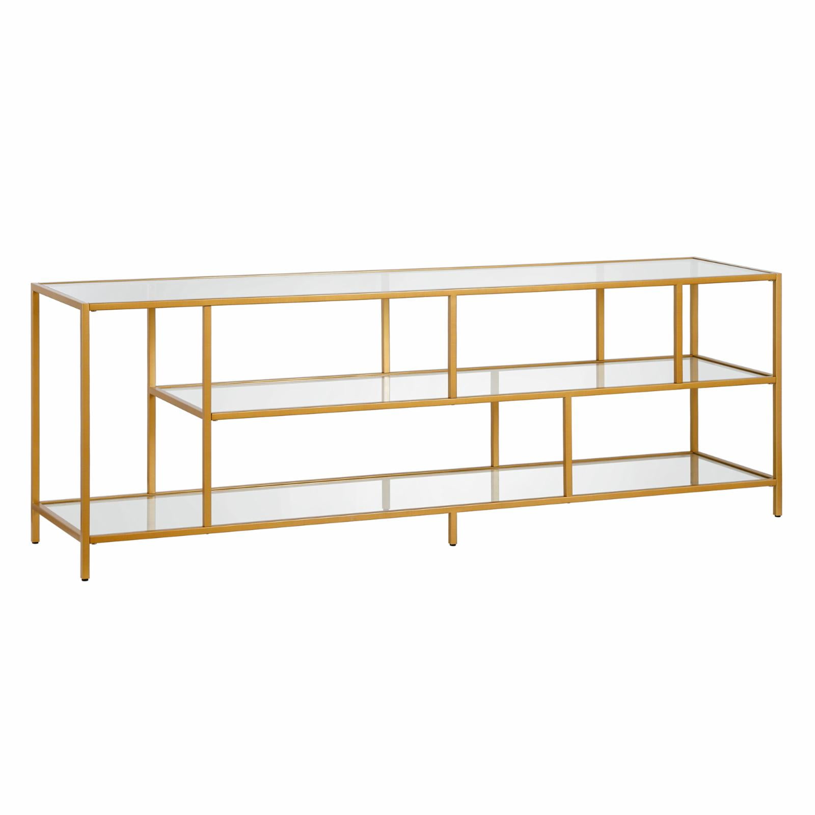 Evelyn&Zoe Winthrop Rectangular TV Stand with Glass Shelves for TV's up ...