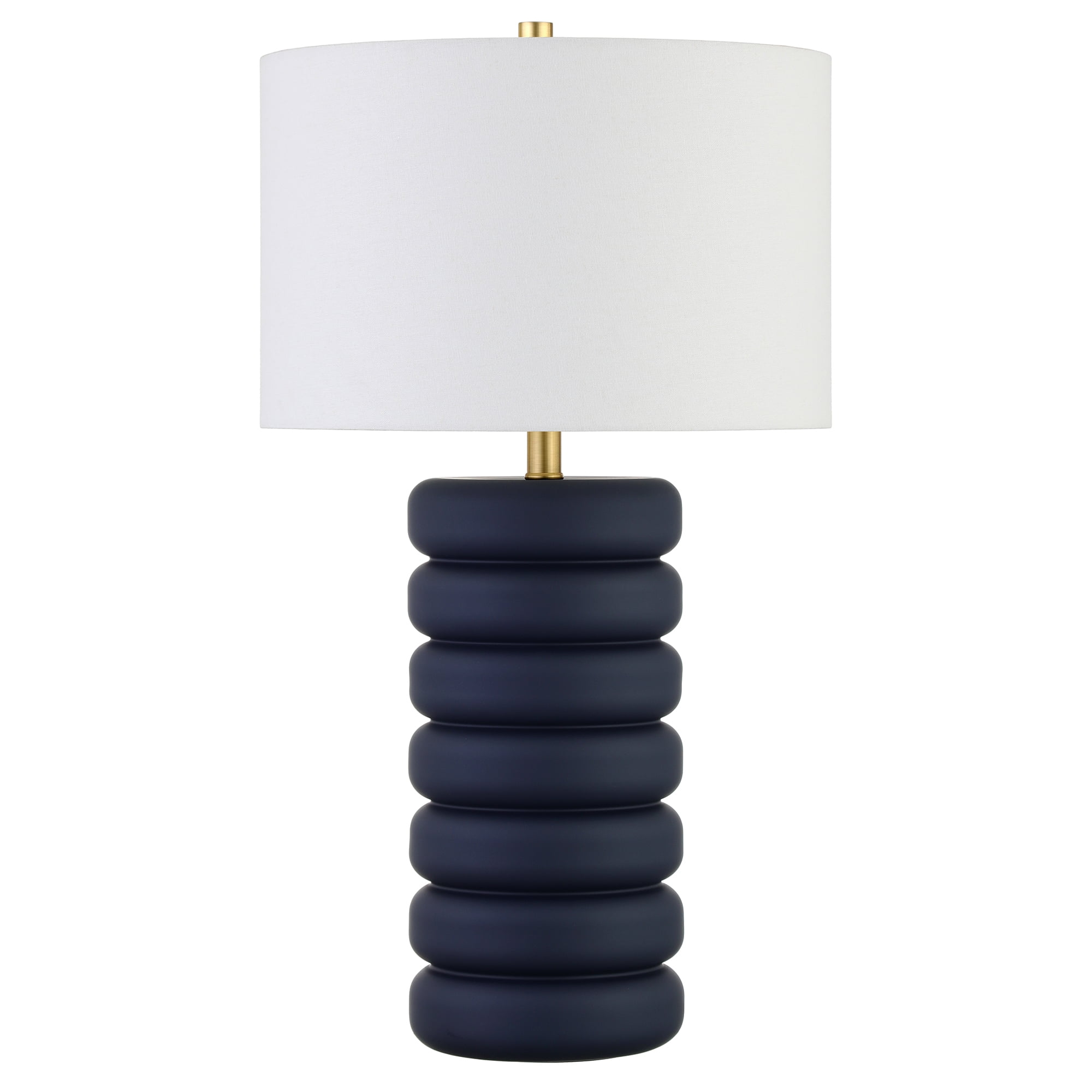 Evelyn&Zoe Zelda 25" Modern Glass and Metal Table Lamp with White Drum ...