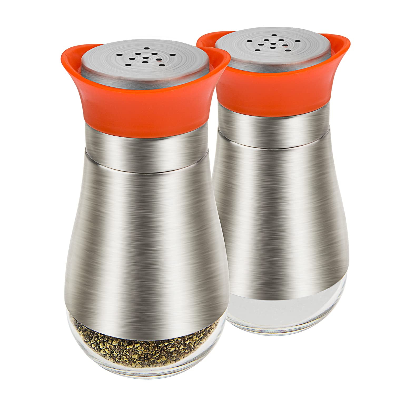 Evelyne Salt Pepper Seasoning Glass Shaker with Stainless Steel Cover 2 ...