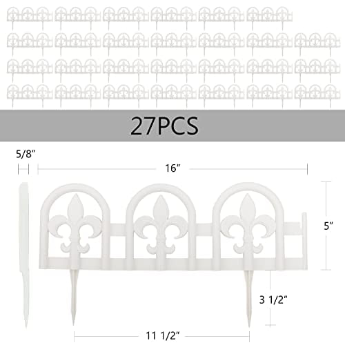 Evelyne White Garden Border Edging: Wrought Iron Design - 27pcs White ...