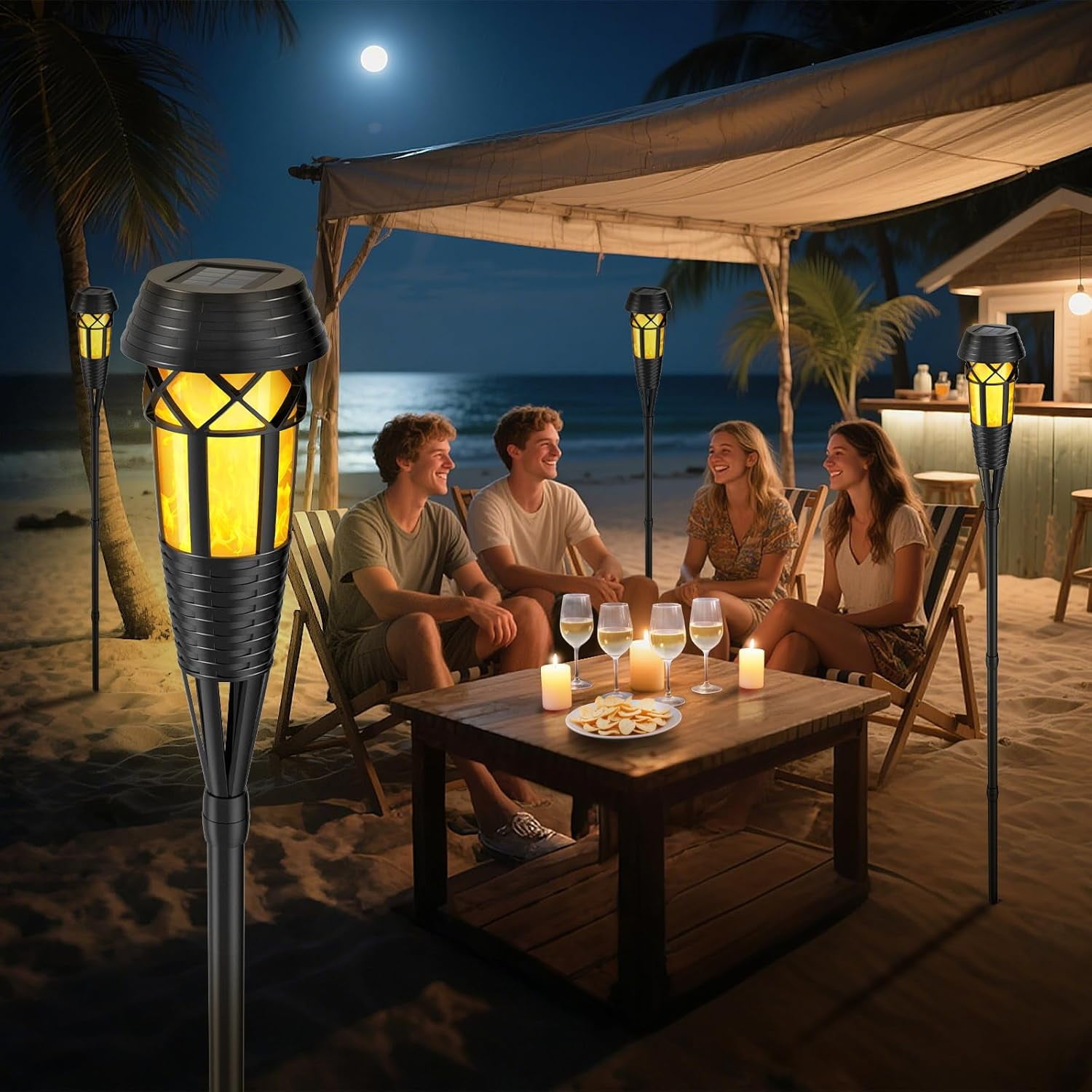 Evelynsun Flickering Flames Torch Light Solar Garden Lights Waterproof ...