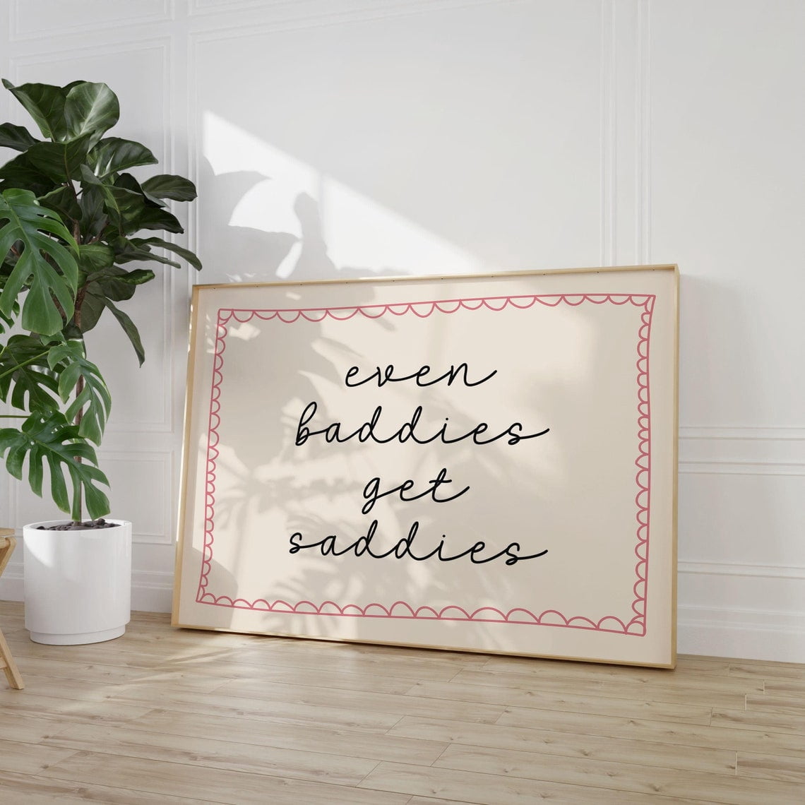 Even Baddies Get Saddies Art Poster, Pink Girly Coquette Home Poster ...