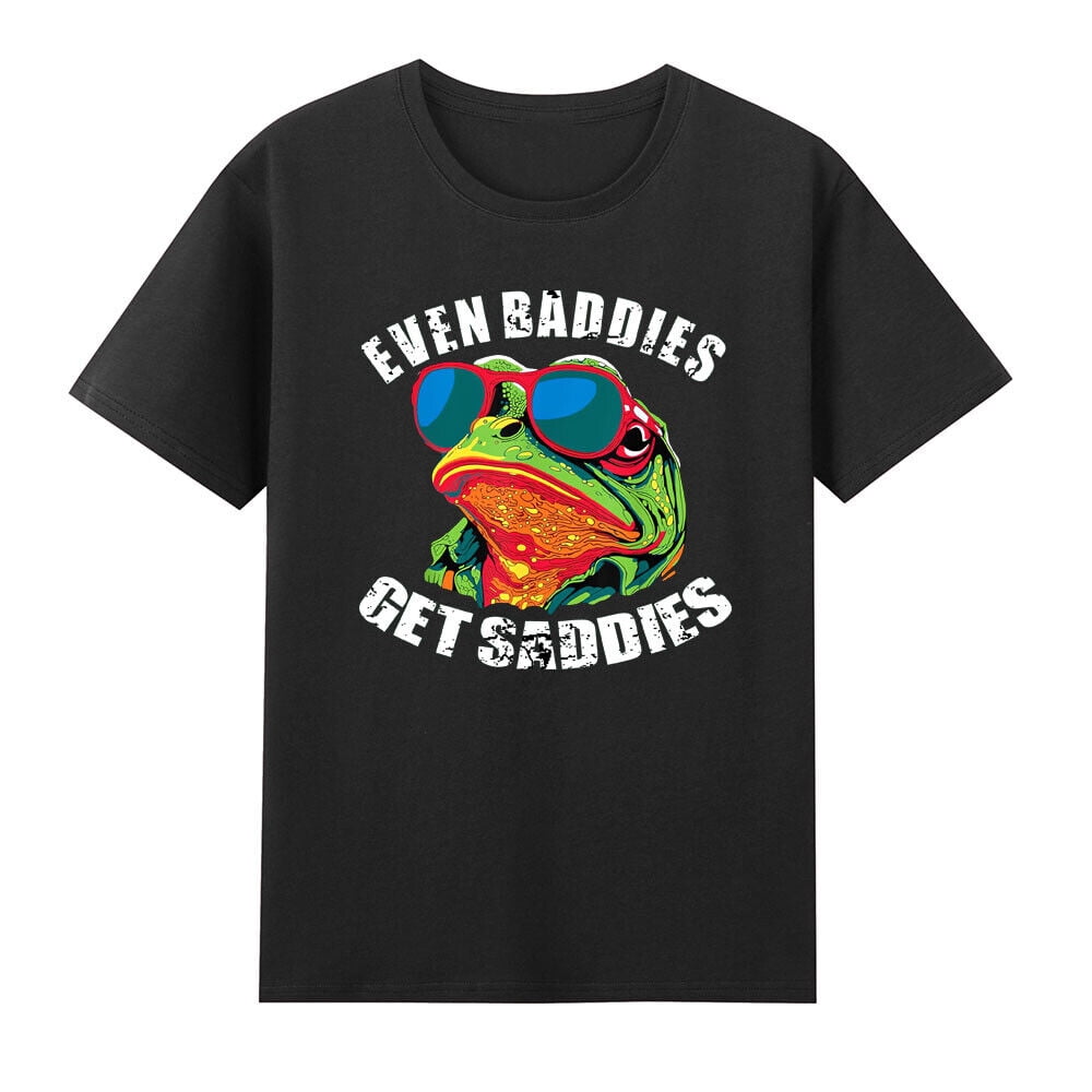 Even Baddies Get Saddies Funny Frog Wear Glasses Meme Saying Retro Men's T-Shirt - Walmart.com