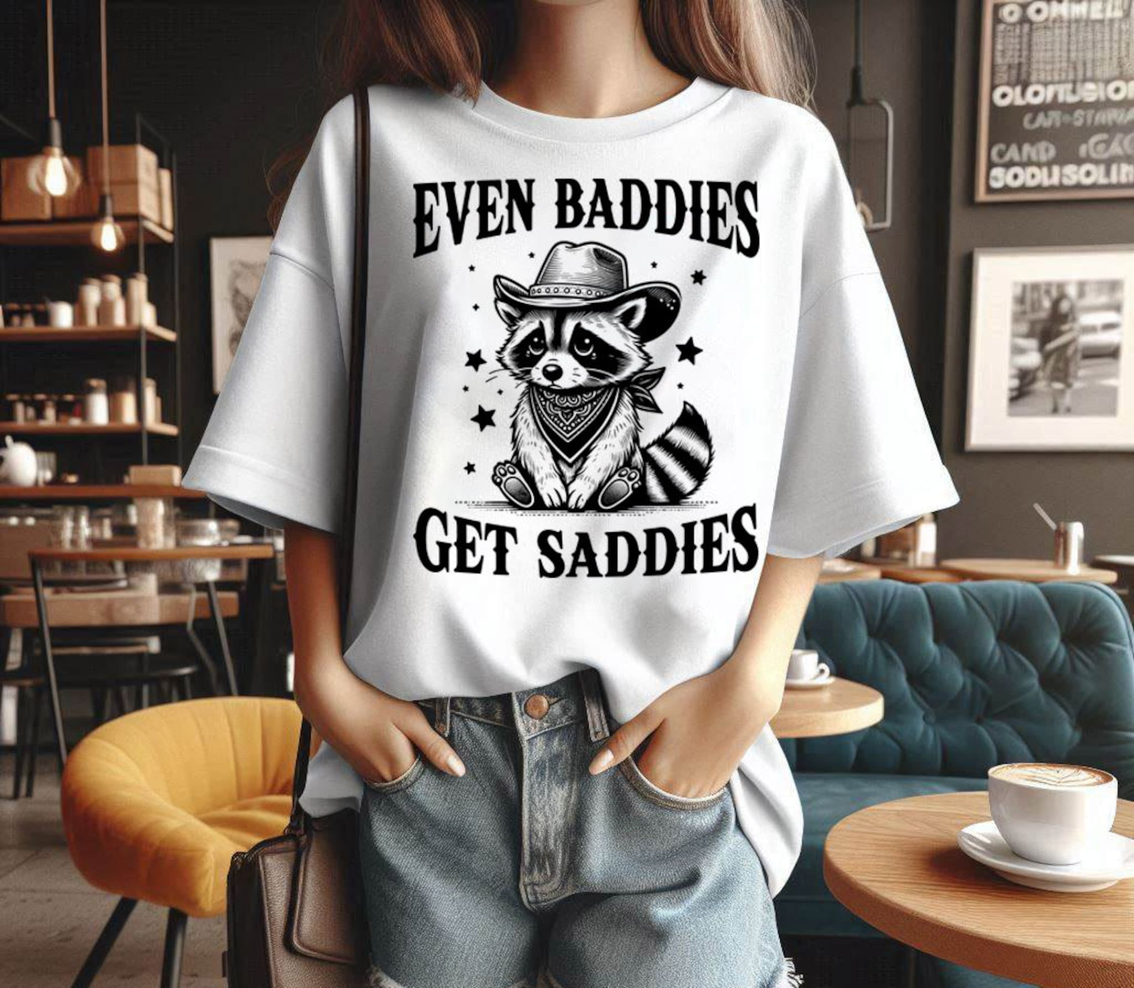 Even Baddies Get Saddies Shirt, Funny Raccoon T-Shirt, Mental Health Shirt, Anxiety Depression ...