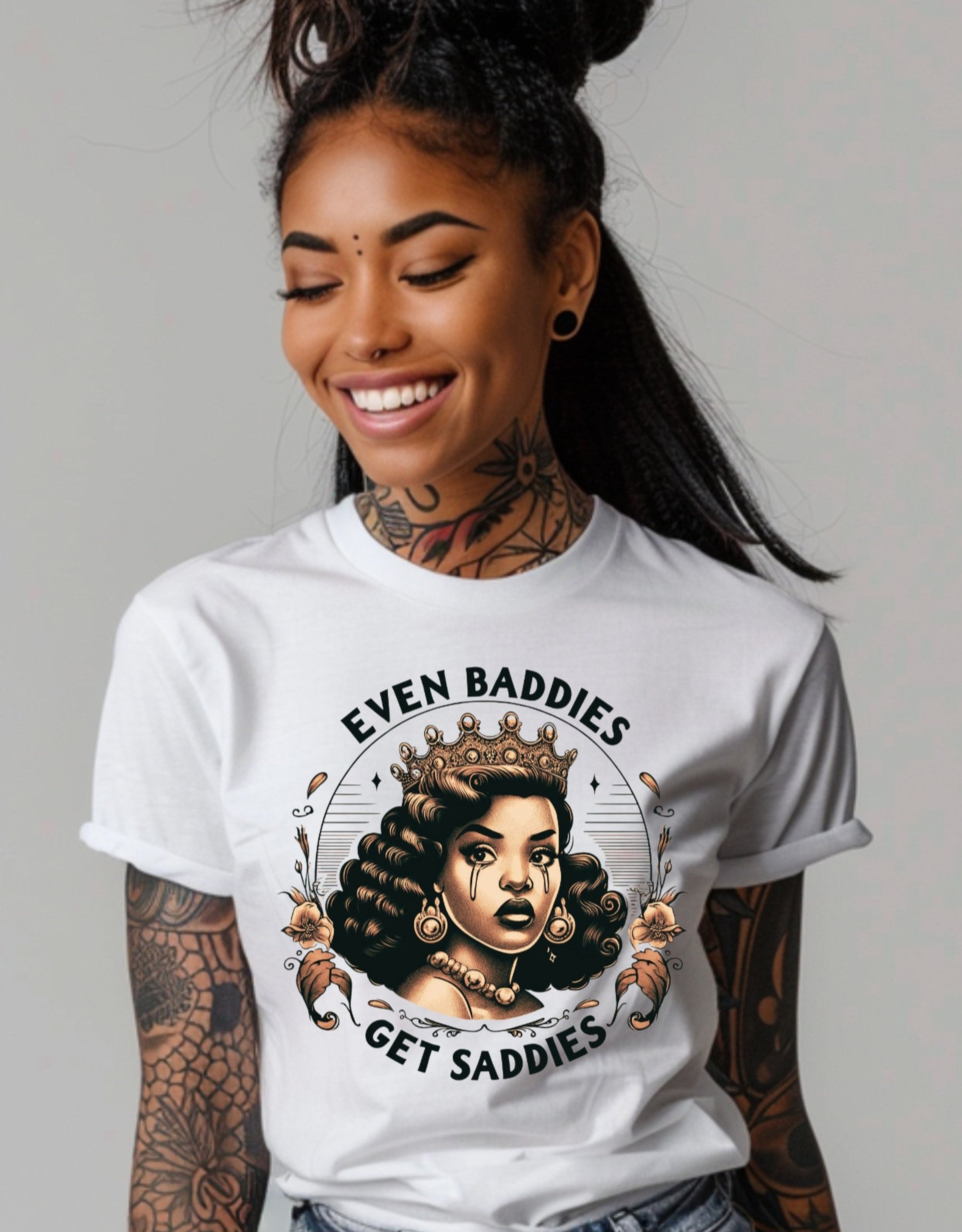 Even Baddies Have Saddies, Baddies, Reto Black Woman, Trendy, Png file ...
