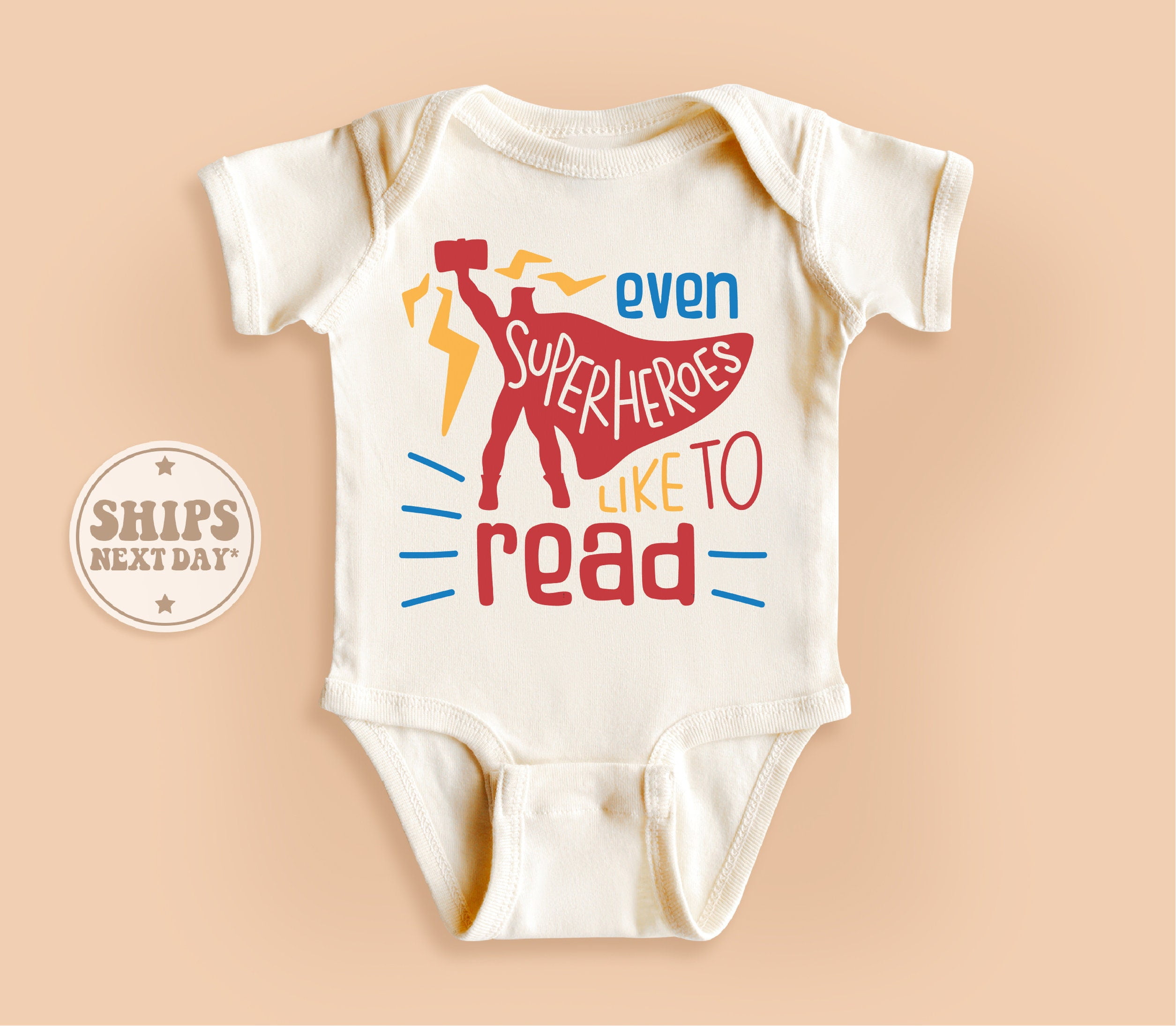 Even Superheroes Like To Read Onesie, Books Lover Bodysuit, Superheroes ...