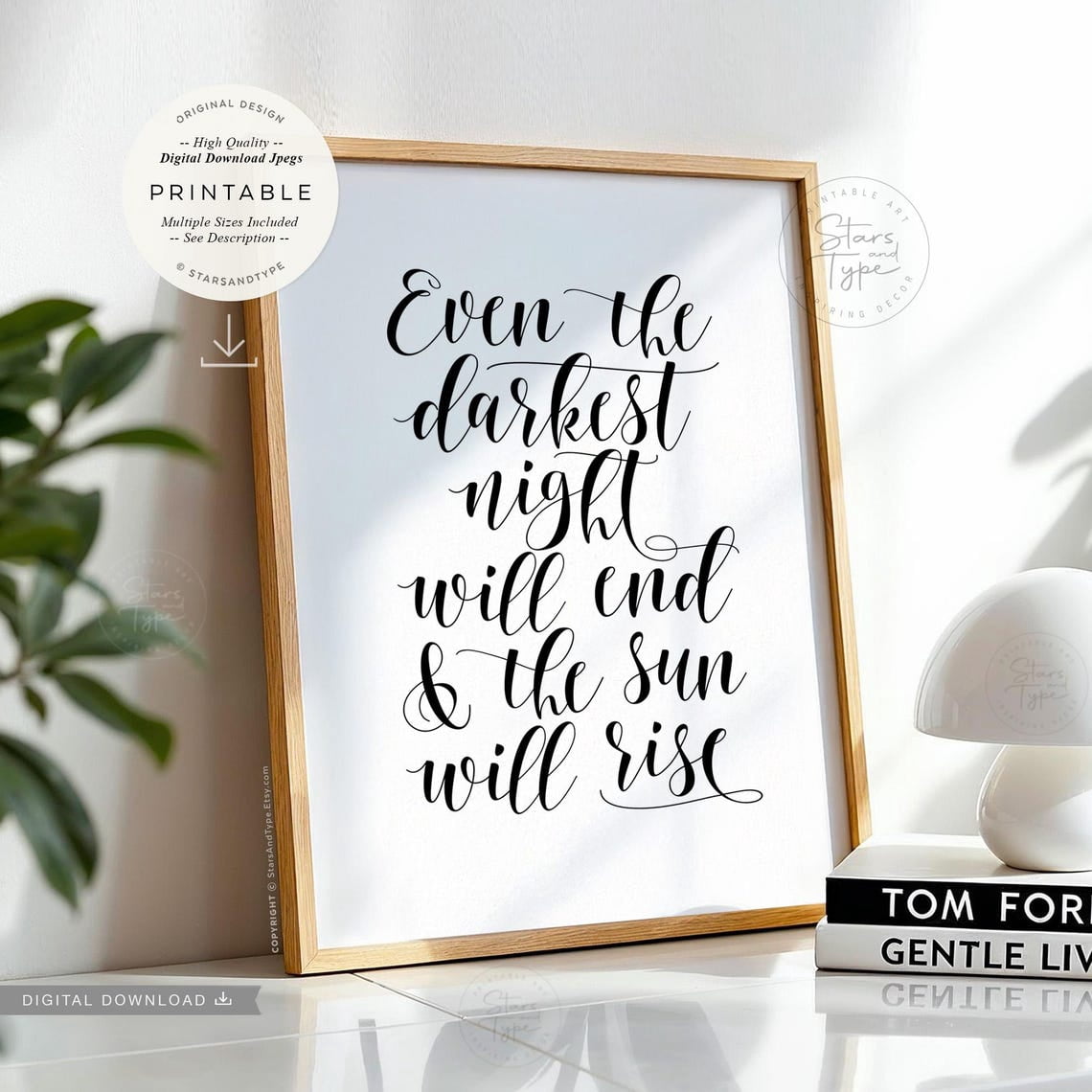 Even The Darkest Night Hope Quote Poster, Stretched Size 12x18 ...