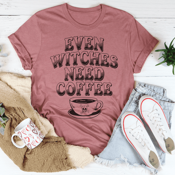 Even Witches Need Coffee Tee Peachy Sunday T-Shirt - Walmart.com