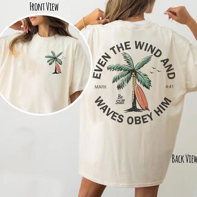 Even the Wind and Wave Obey Him Shirt, Christian Bible Verse Graphic ...