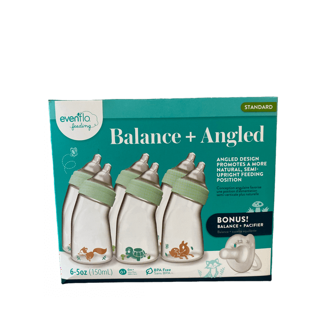 Evenflo Balance+ Newborn Infant Baby Angled Bottle 5oz 6pk with FDA ...
