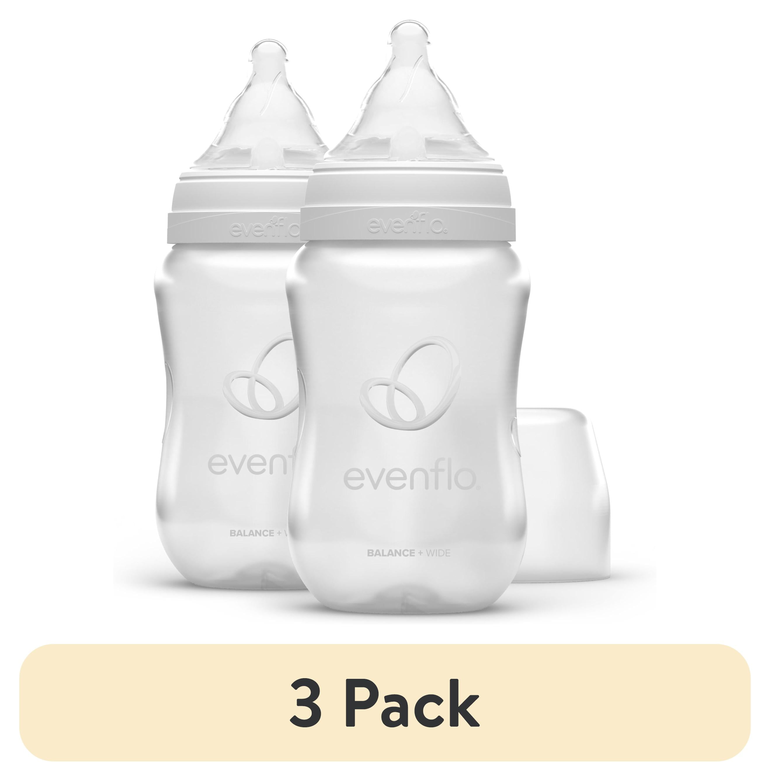 (3 pack) Evenflo Balance Wide Baby Bottles, Platinum White Color 9oz 2 ...